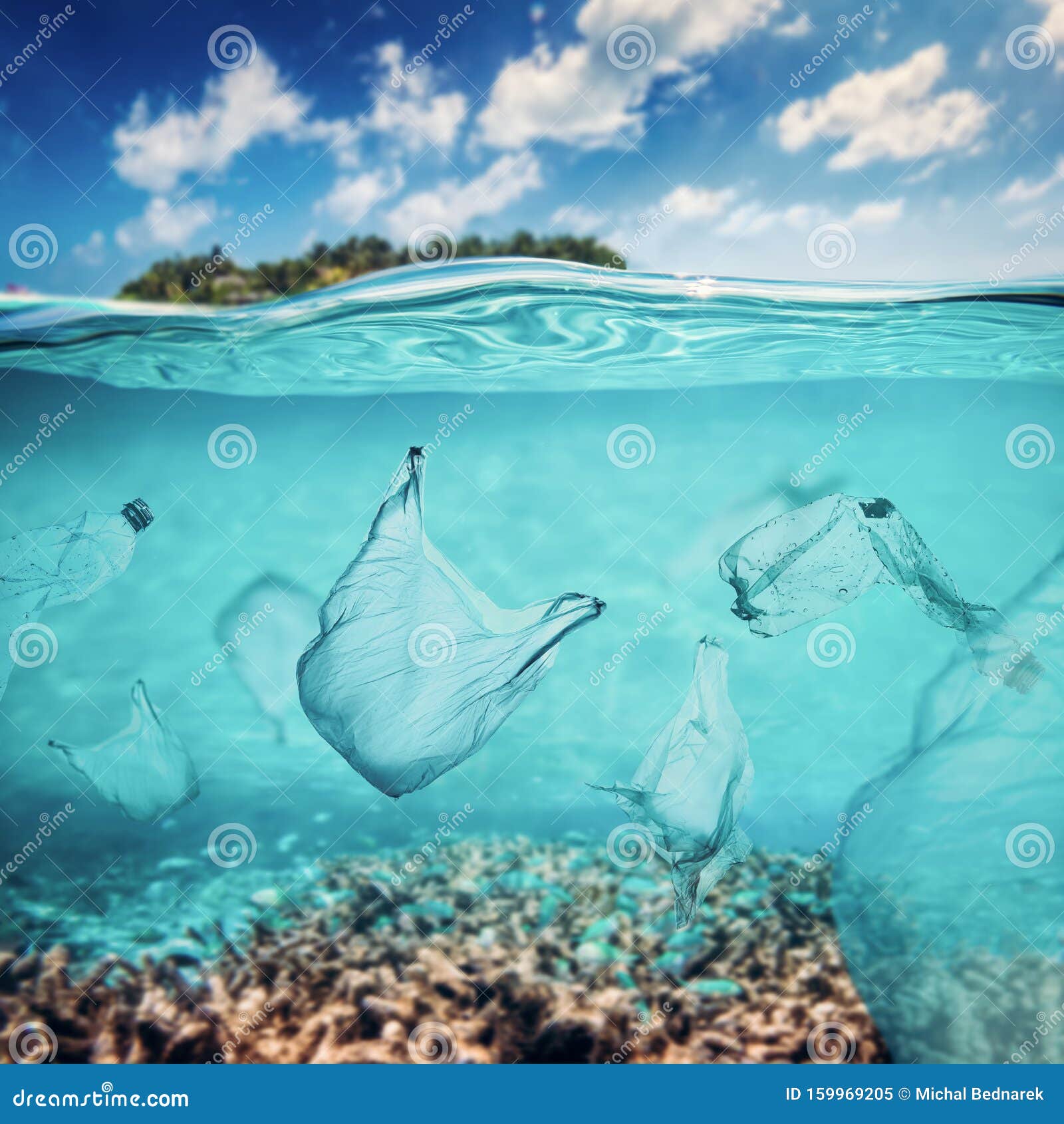 Plastic Bags and Bottles Underwater in the Ocean. Stock Image - Image ... Plastic Bags and Bottles Underwater in the Ocean. Stock Image - Image ...