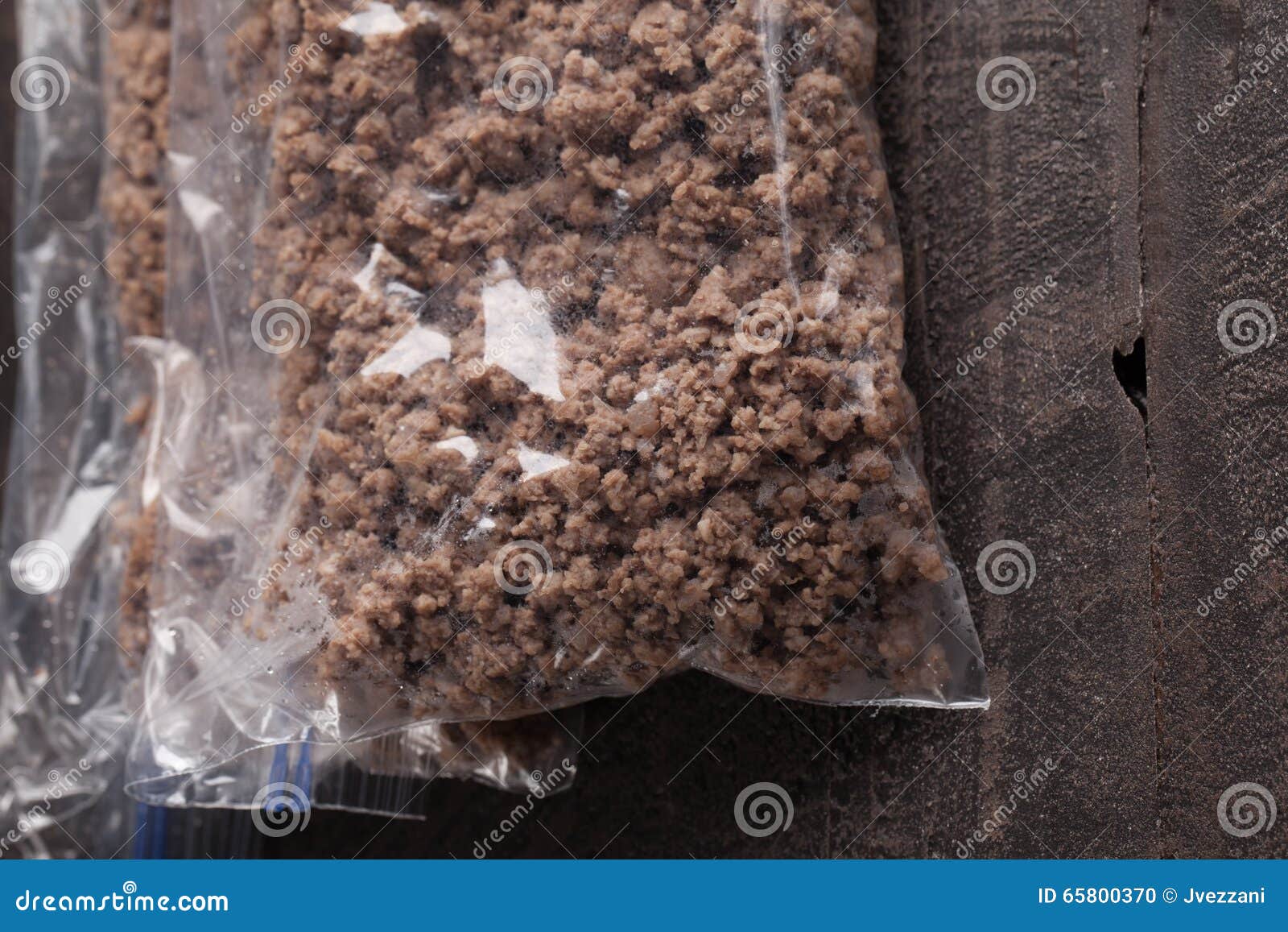 Plastic Bags of Cooked Ground Meat. Stock Photo - Image of prepared ...