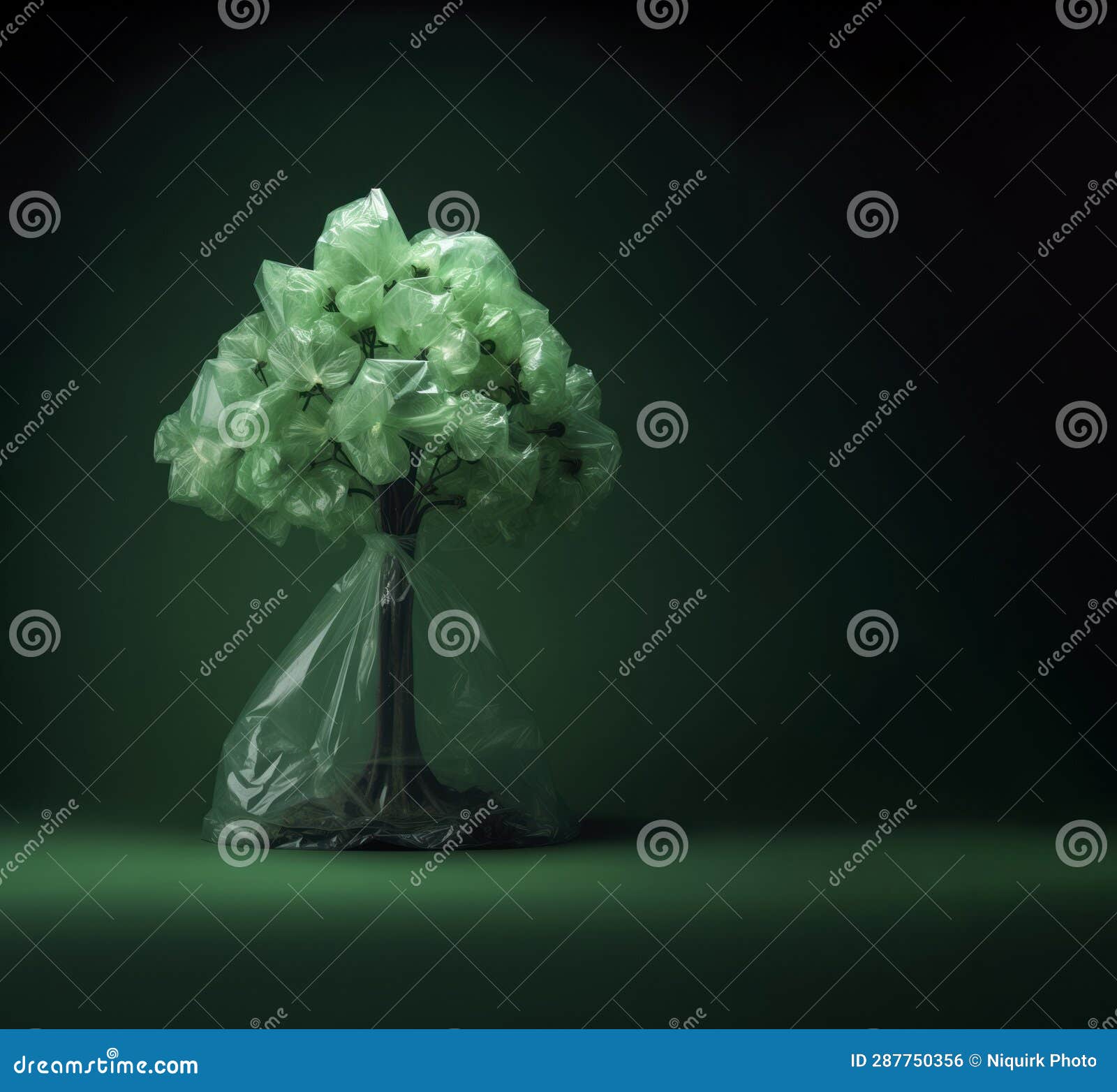 Plastic Bags in a Form of a Tree Leaves on Branches. I Generated Image ...