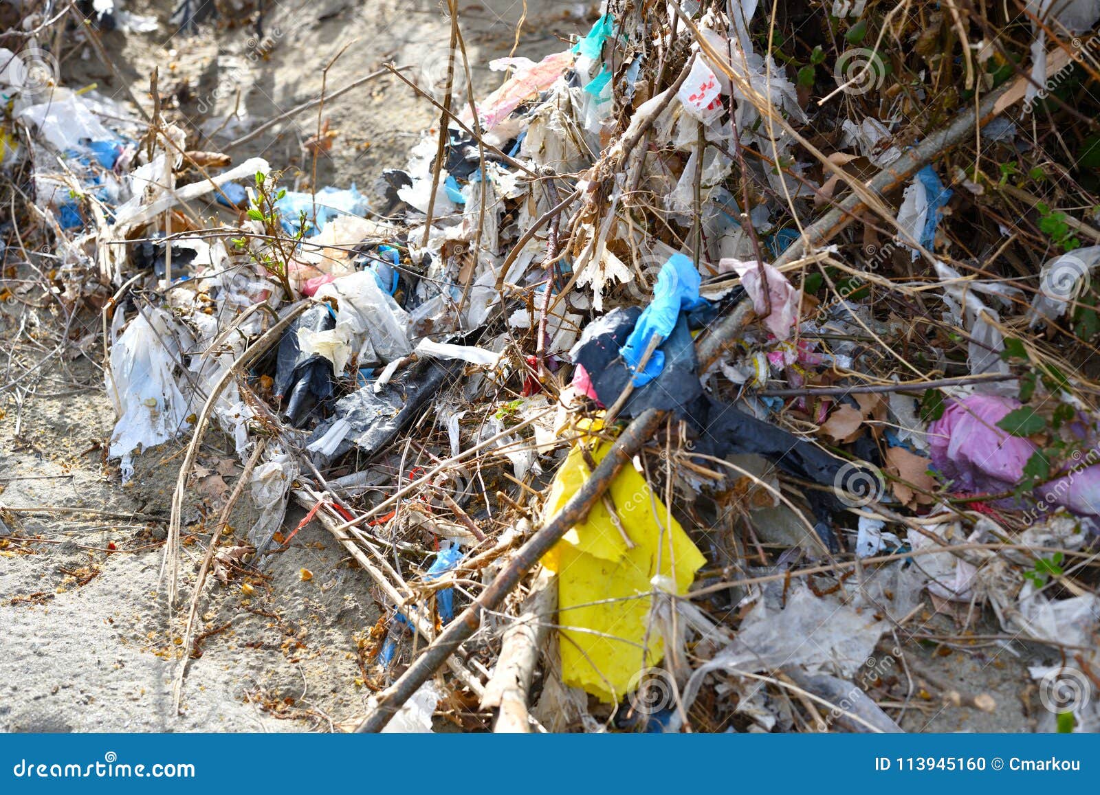 Plastic Garbage Polution in Mountain Stream Stock Photo - Image of ...