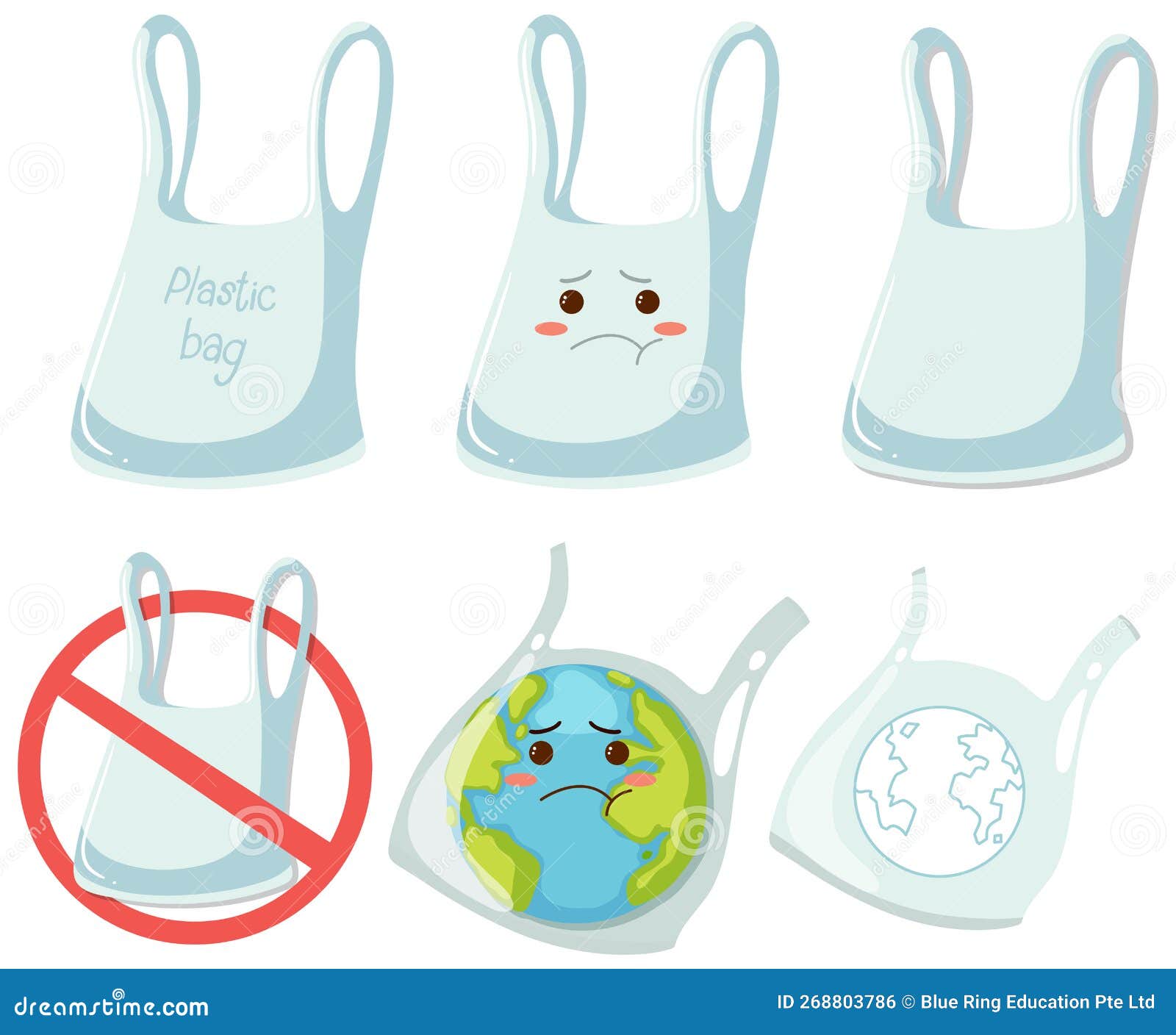 Plastic Bags for Reuse or Recycle Set Stock Vector - Illustration of ...