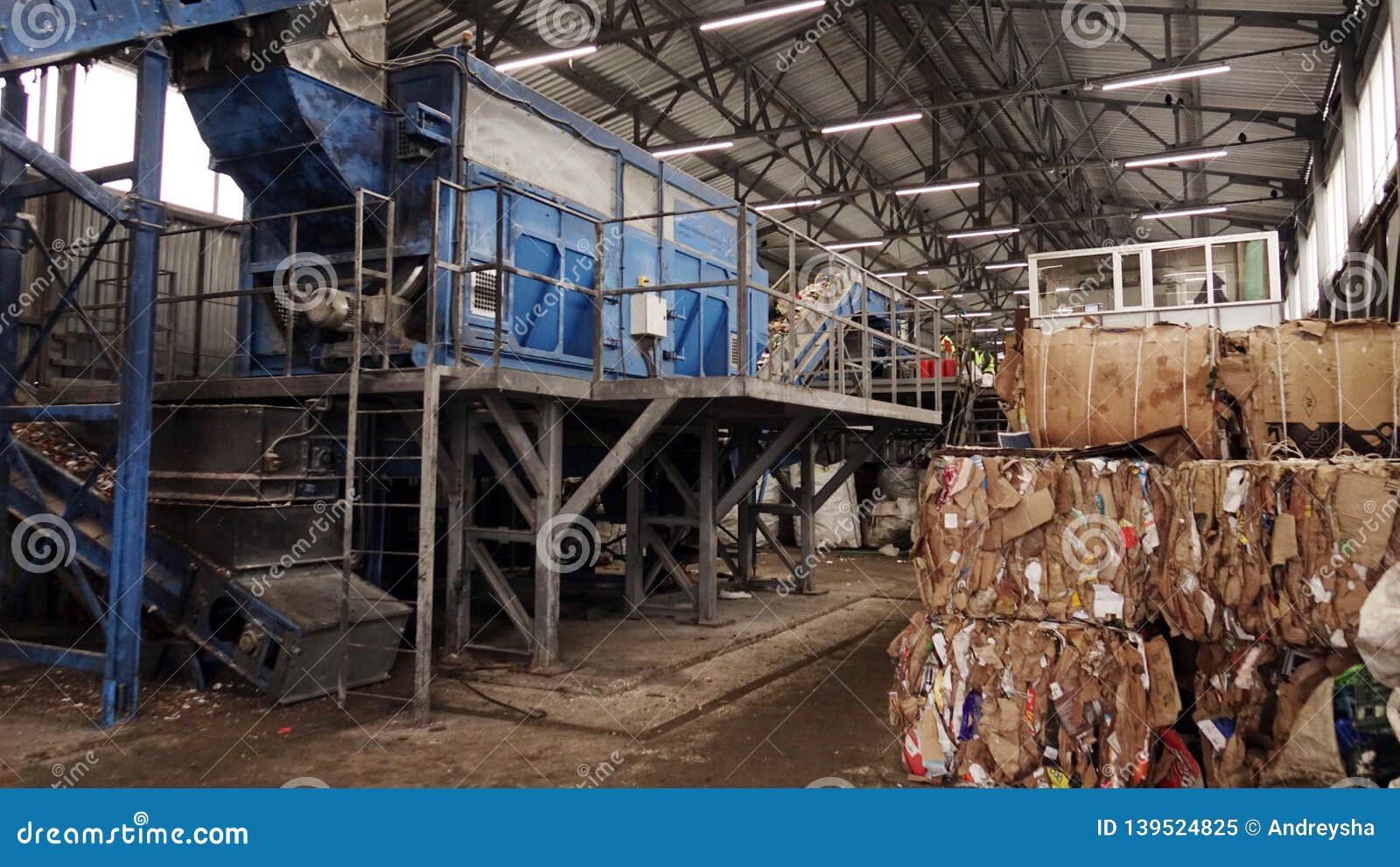 Plastic Bales of Garbage at the Waste Processing Plant. Processing and ...