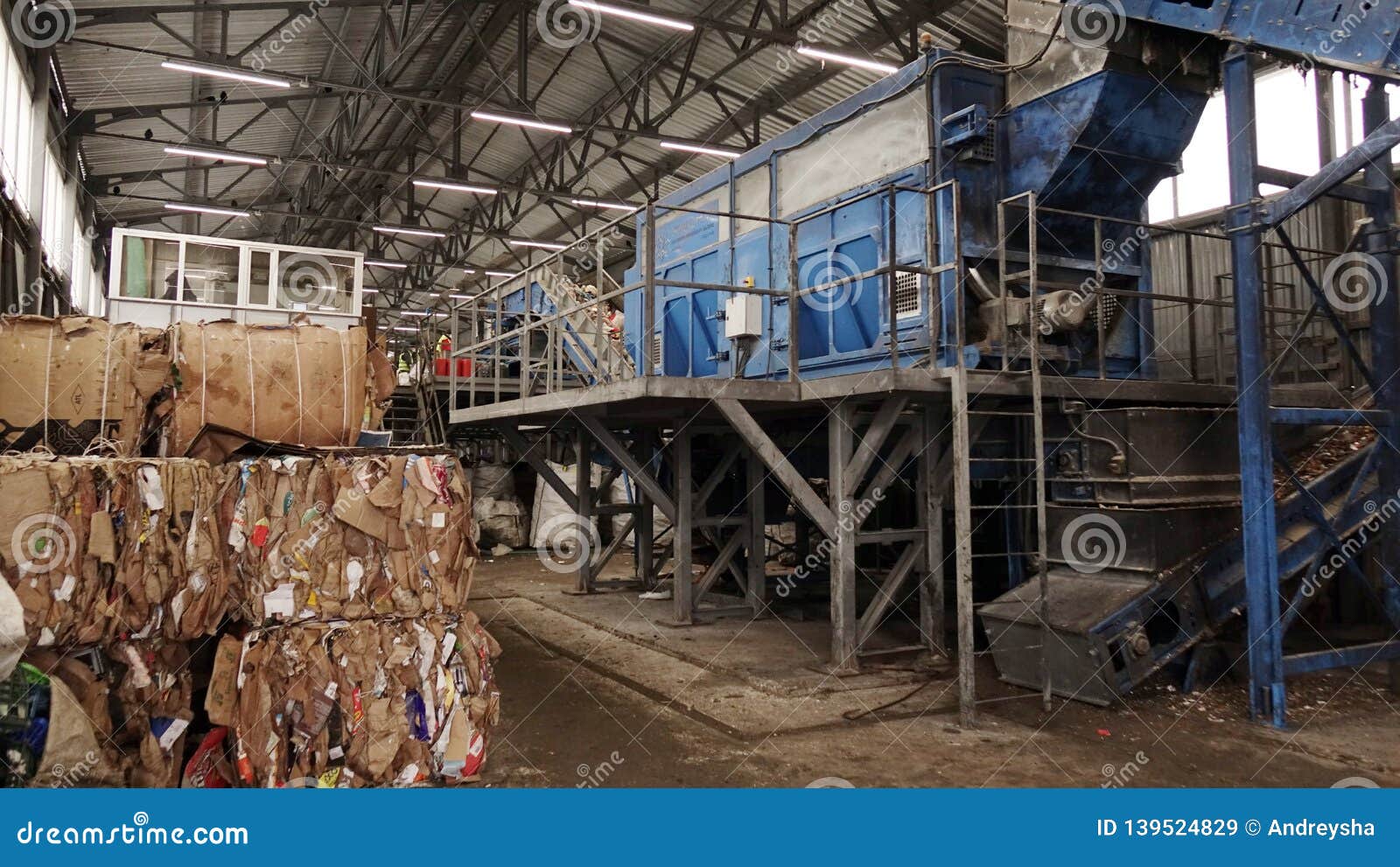 Plastic Bales of Garbage at the Waste Processing Plant. Processing and ...