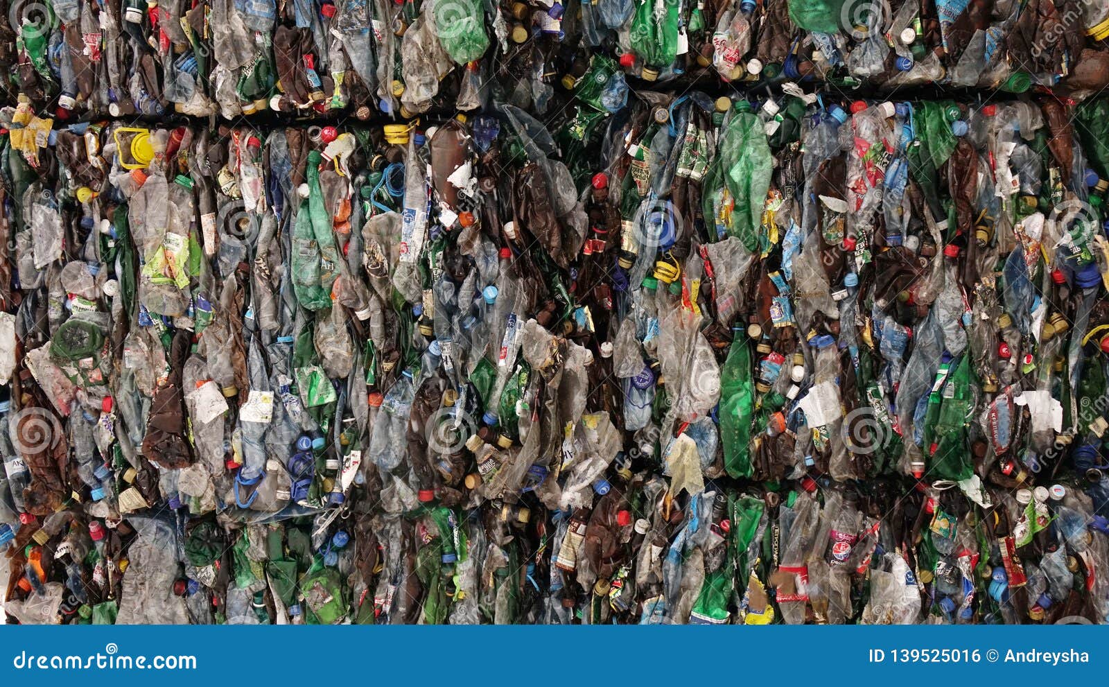 Plastic Bales of Garbage at the Waste Processing Plant. Processing and ...