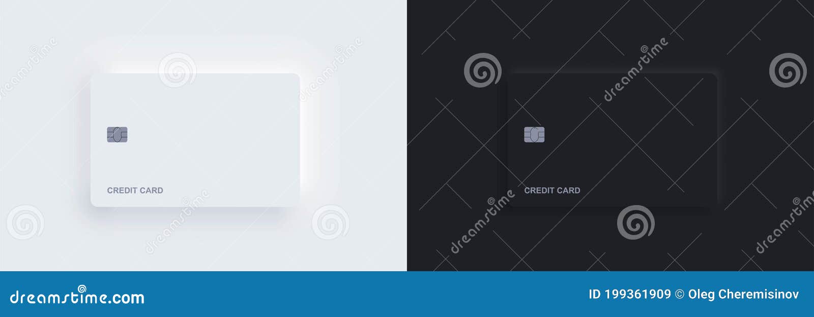 Plastic Bank Credit Card Templates With Chip And Shadow. Realistic ...