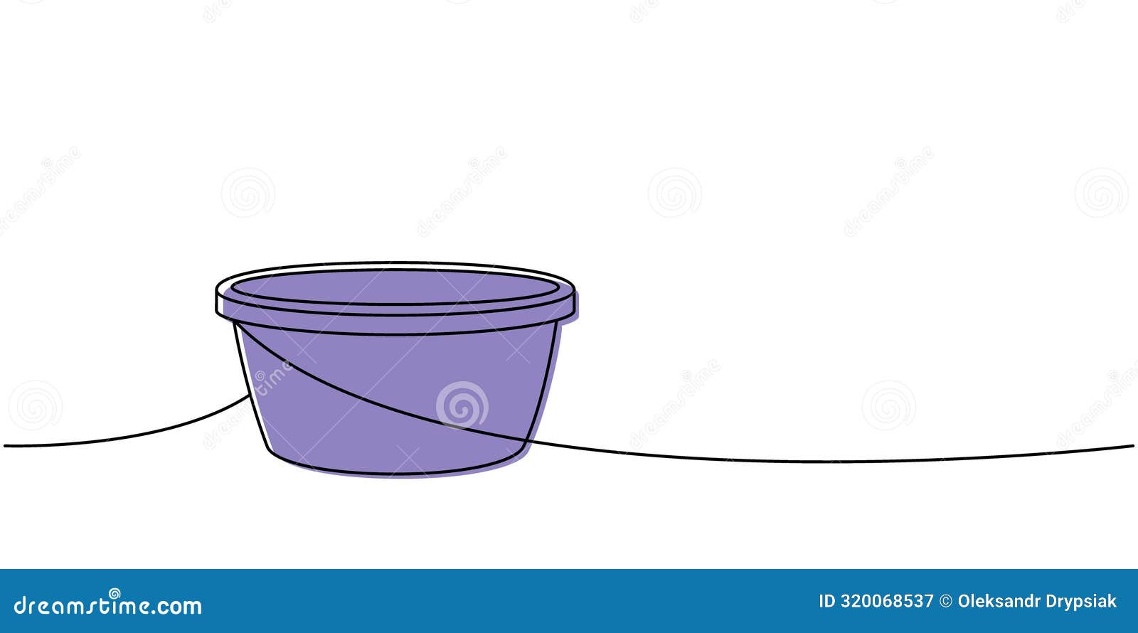 Plastic Basin, Cleaning Bowl, Water Bucket One Line Colored Continuous ...