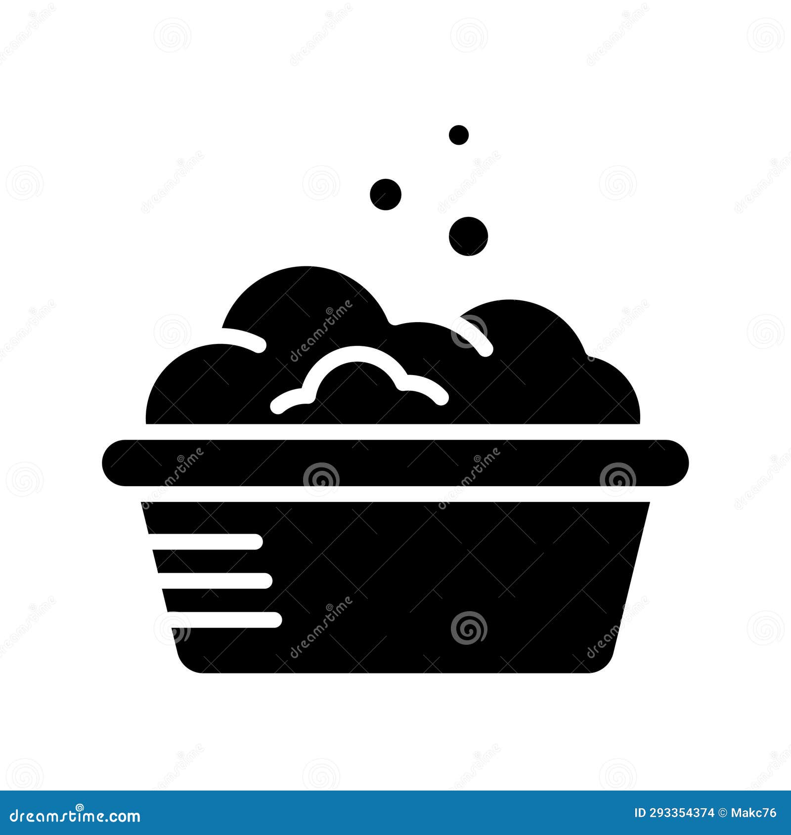 Plastic Basin with Soap Foam. Wash Symbol Stock Vector - Illustration ...