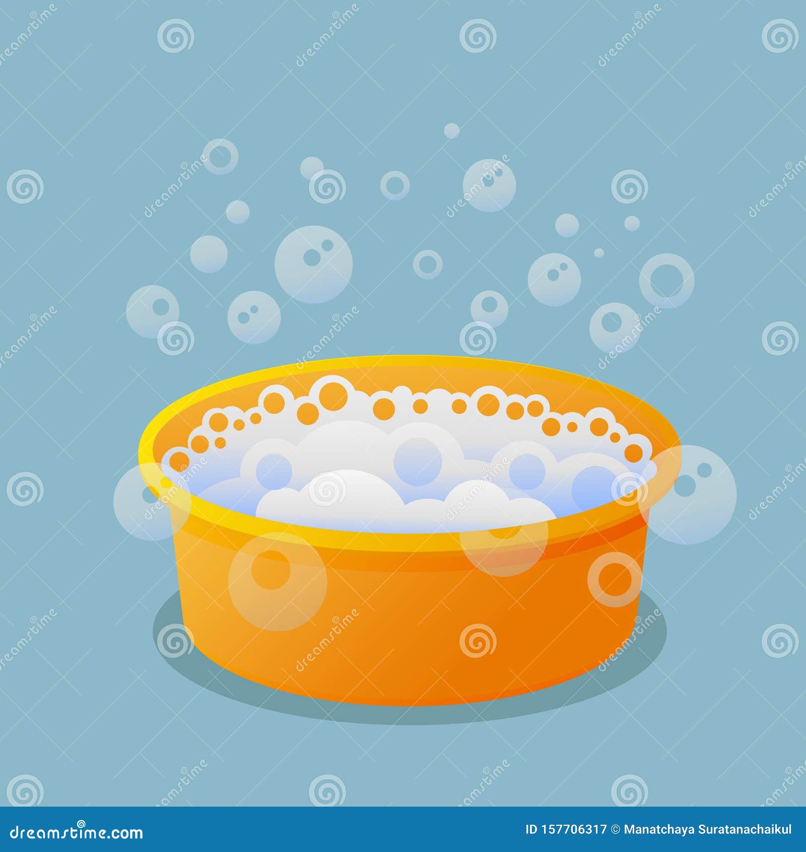 Plastic Basin with Soap Suds for Washing. Stock Illustration ...