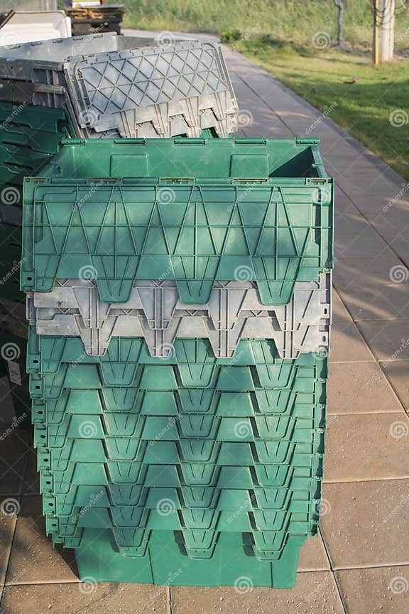 Plastic Basket, Green Container Box Stock Photo - Image of food, market ...