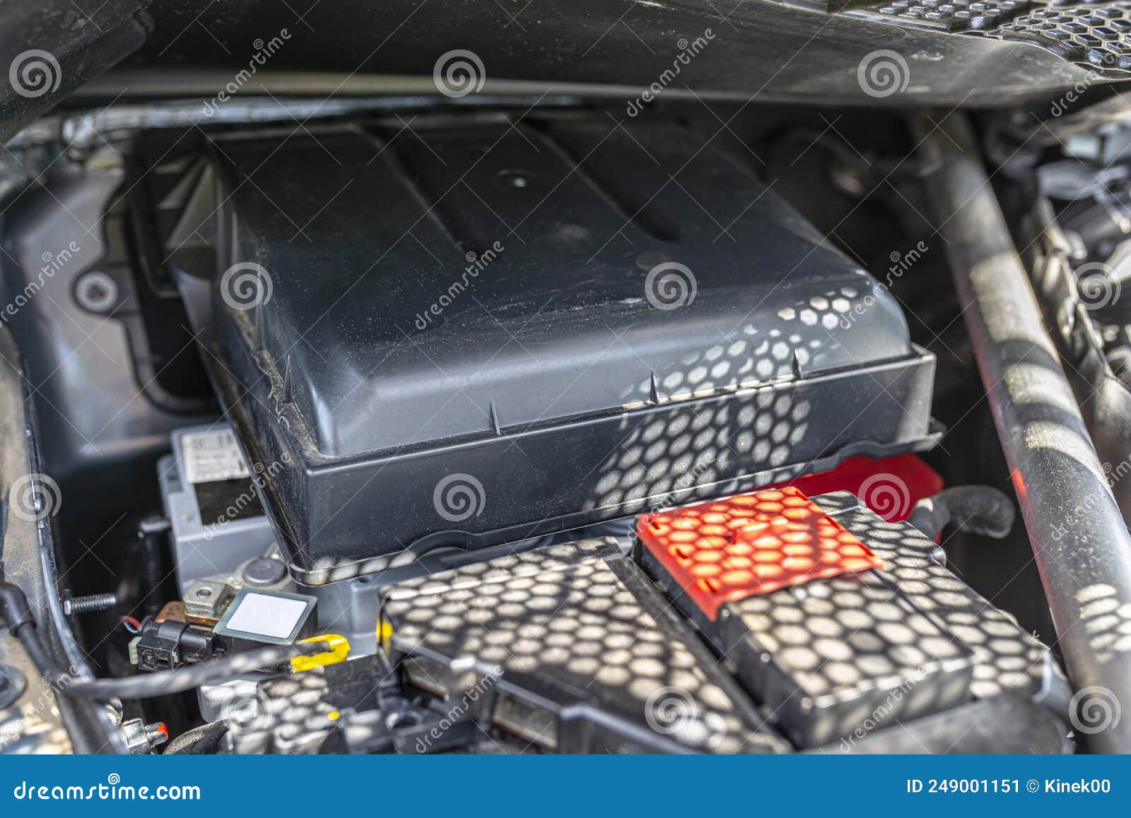 Plastic Battery Cover, Located in the Engine Compartment of a Modern ...