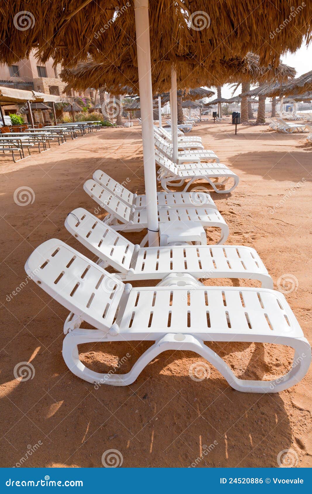 Plastic Beach Beds on Coral Bay Stock Photo - Image of sand, relaxation ...