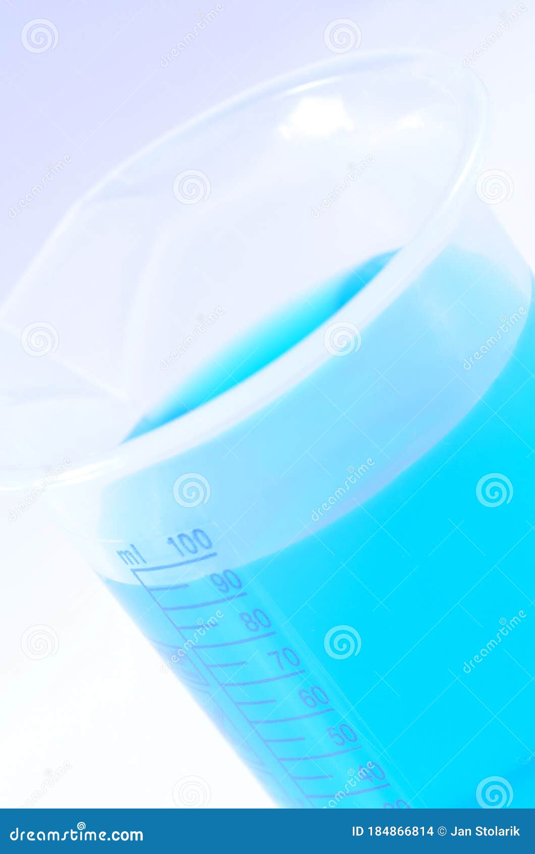 Plastic Beaker with Blue Chemical Stock Photo - Image of glassware ...