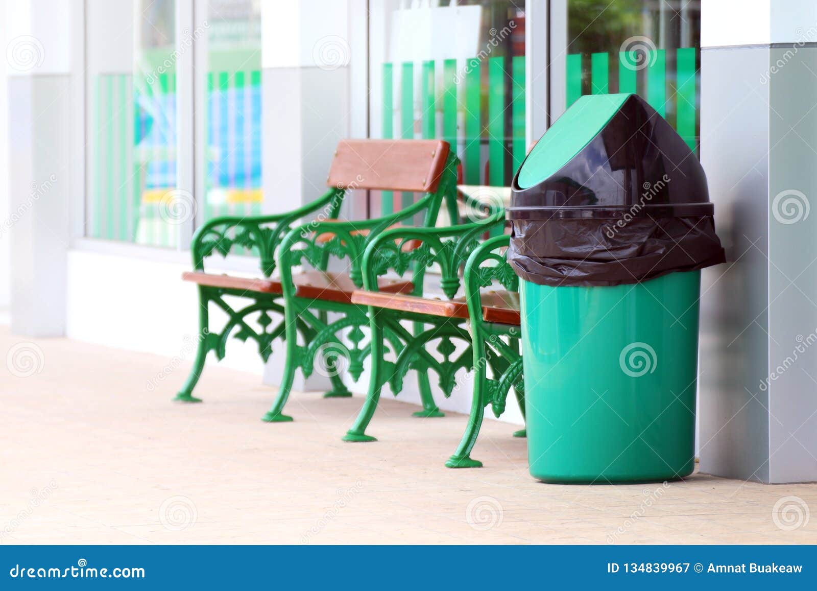 Plastic Bin Green for Waste at Front Store Shop, Garbage Waste Bin ...
