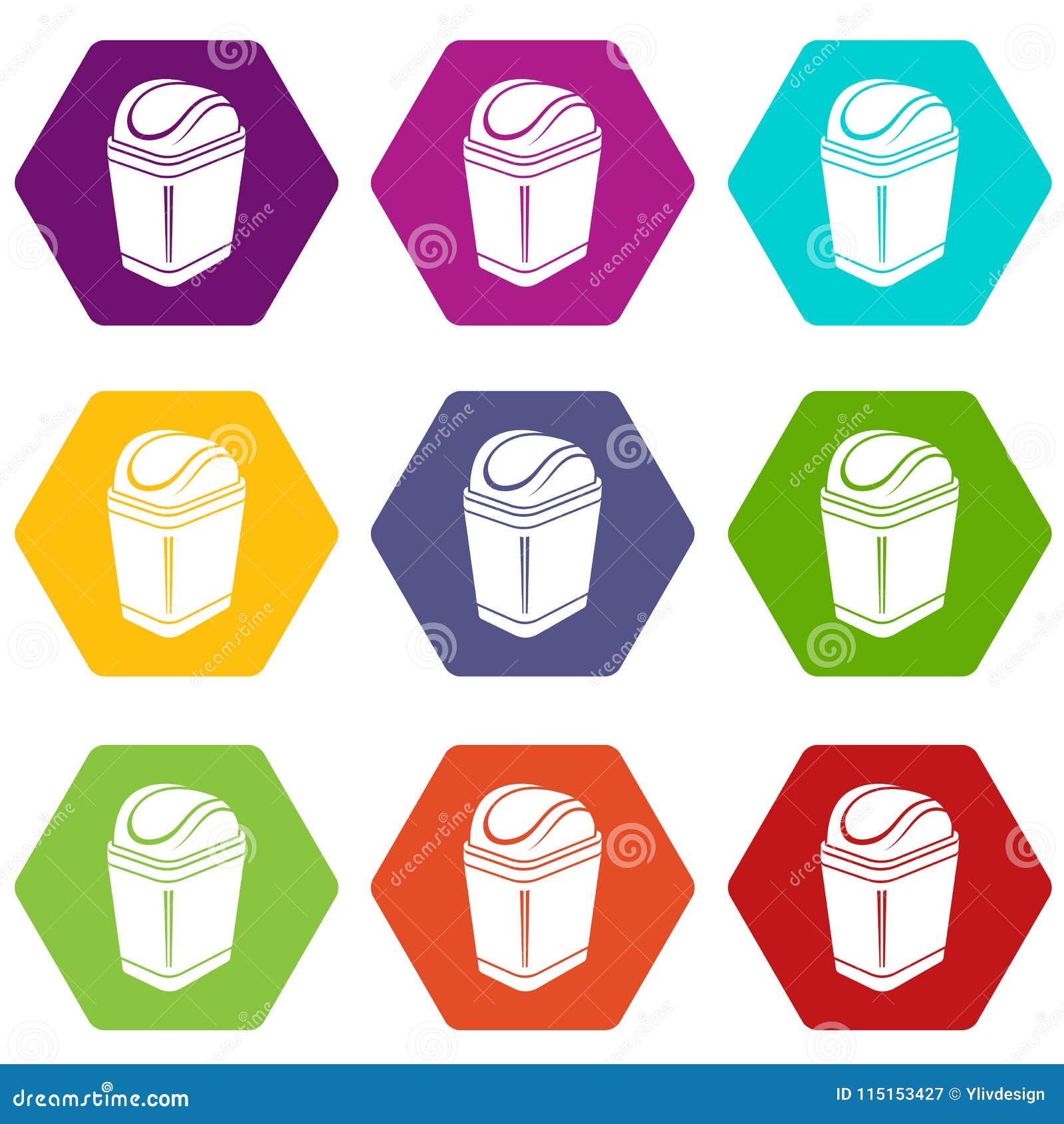 Plastic Bin Icons Set 9 Vector Stock Vector - Illustration of container ...