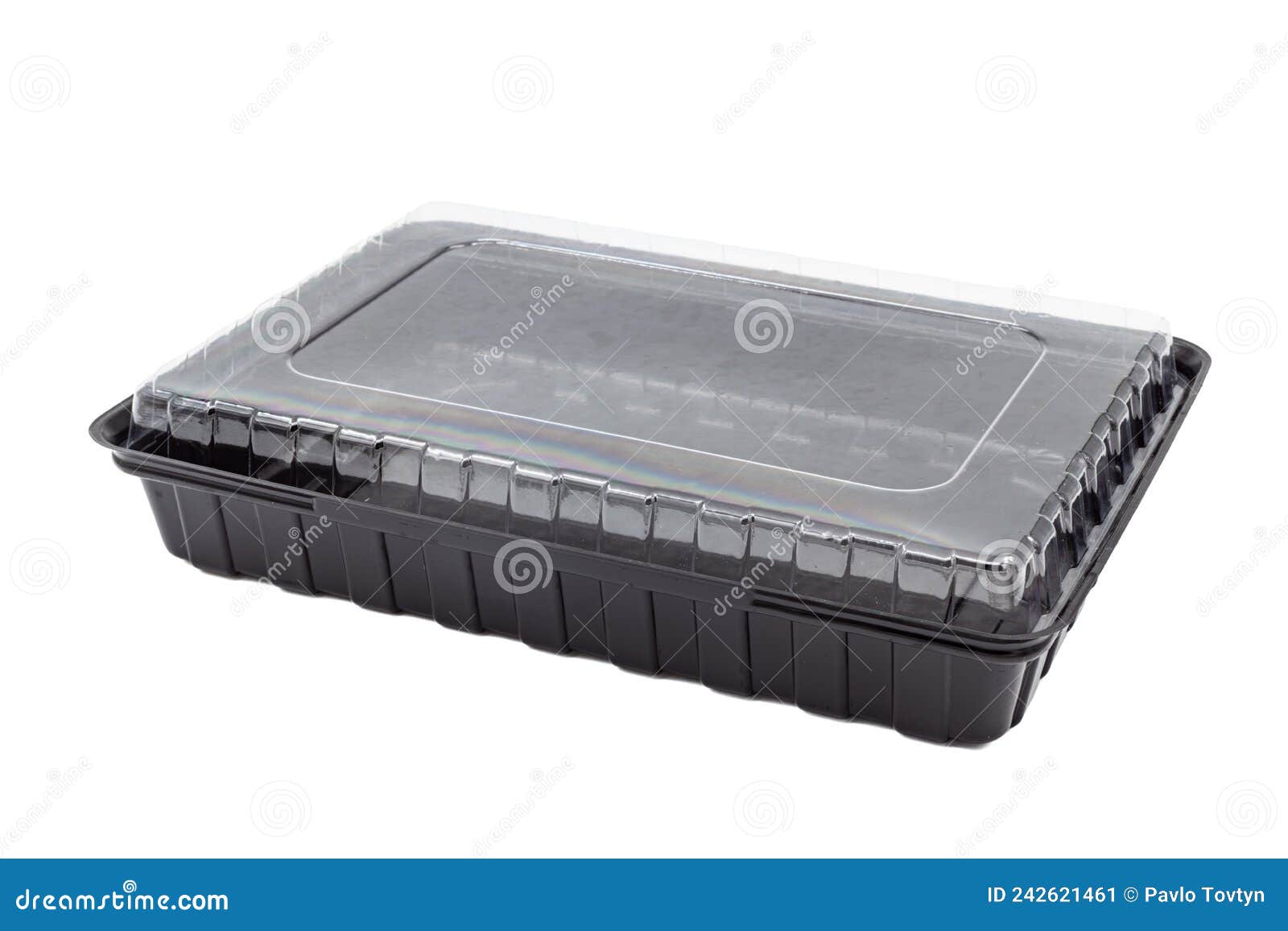 Plastic, Black, Disposable Packaging on a White Background Stock Image ...