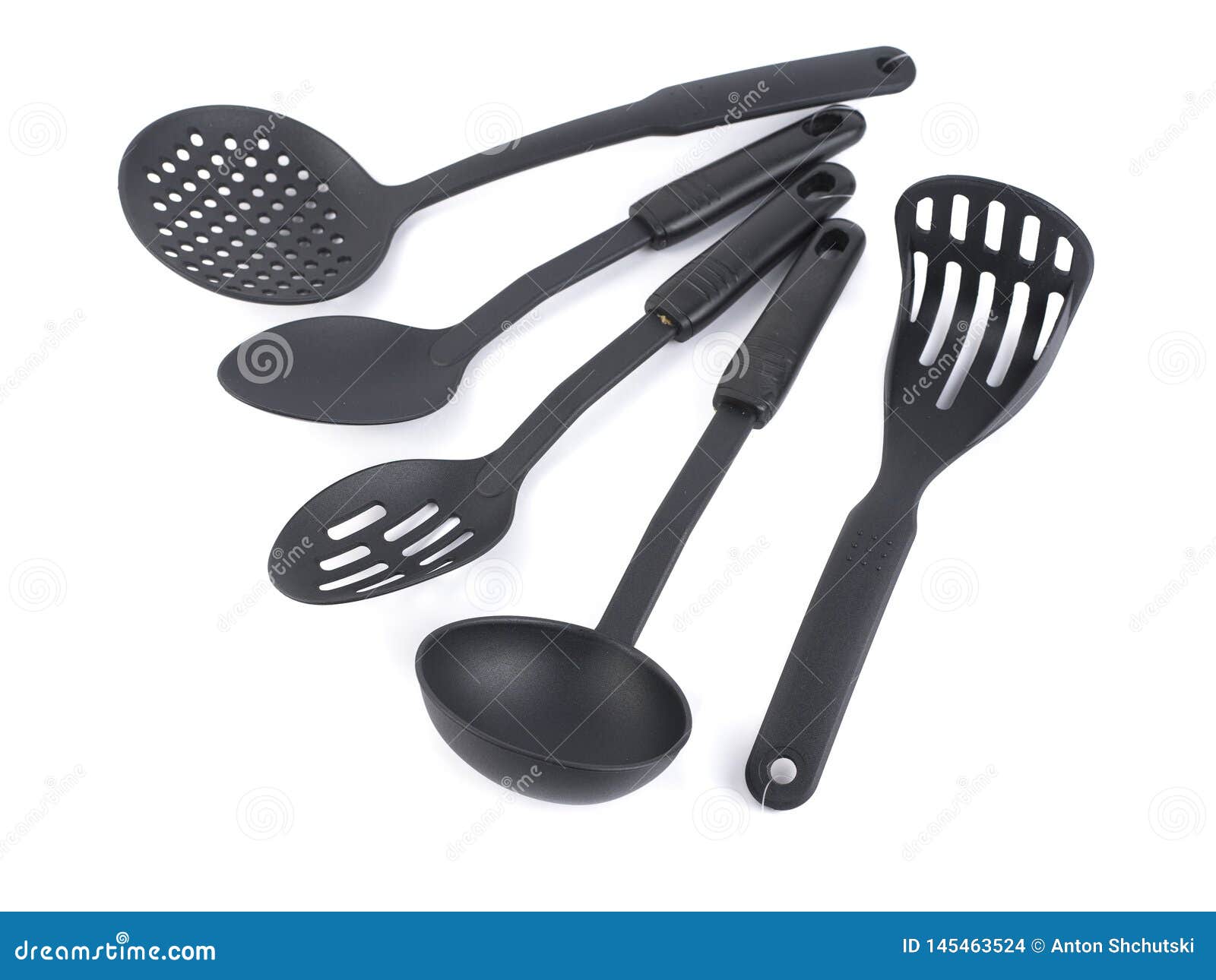 Plastic Black Kitchenware Collection Isolated on White Background Stock ...