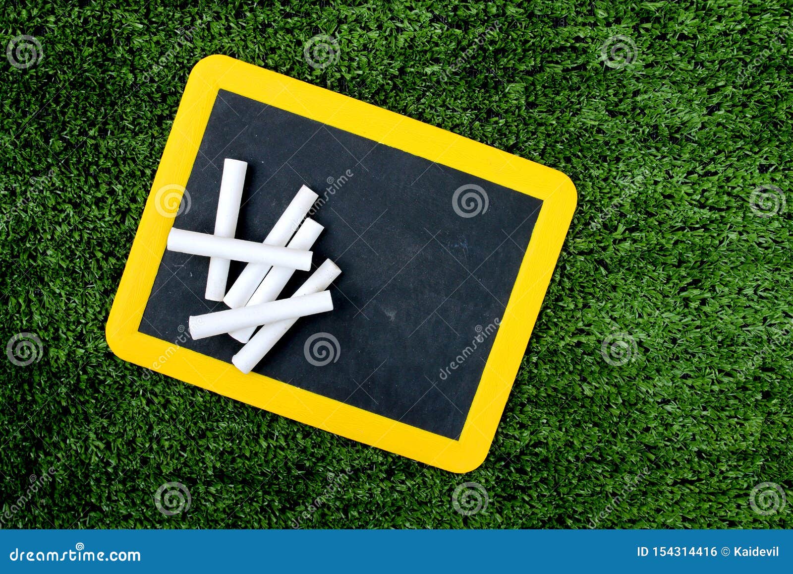 Plastic Blackboard and Pile of White Chalk Stock Photo - Image of ...