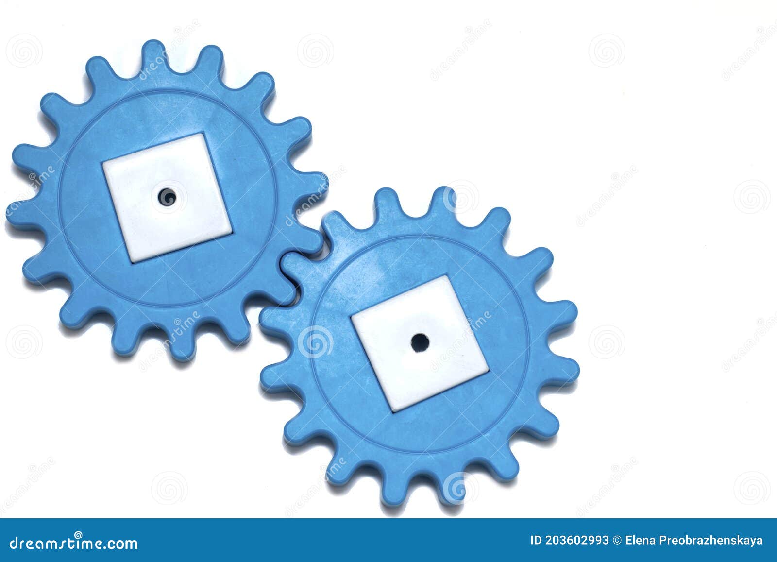 Plastic Blue Gears on a White Background. the Concept of Interaction ...
