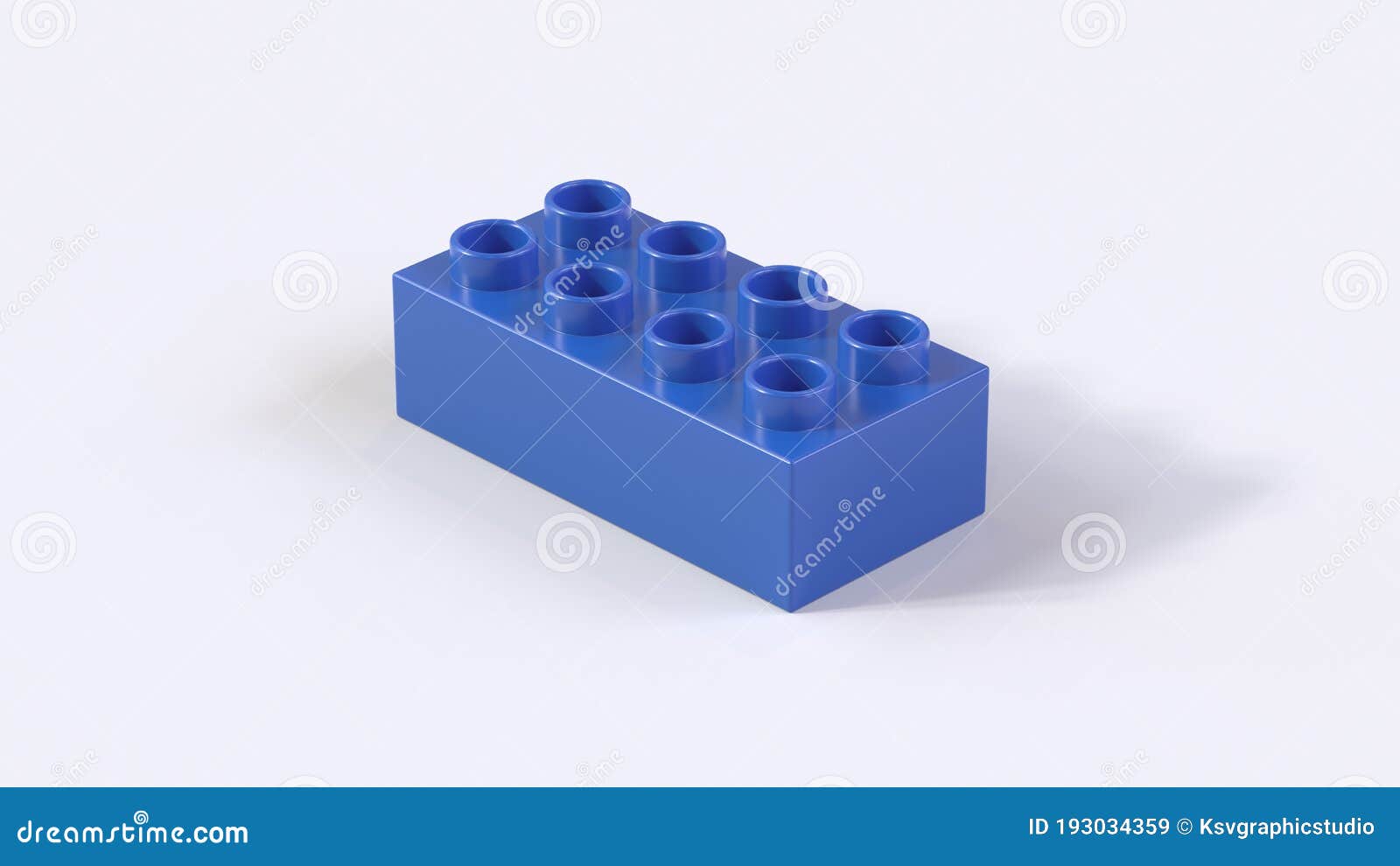 Plastic Blue Lego Block on a White Background, 3d Render Stock ...