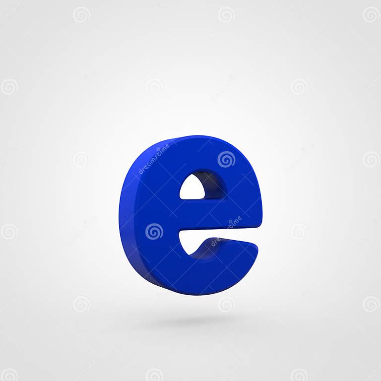 Plastic Blue Letter E Lowercase Isolated on White Background. Stock ...
