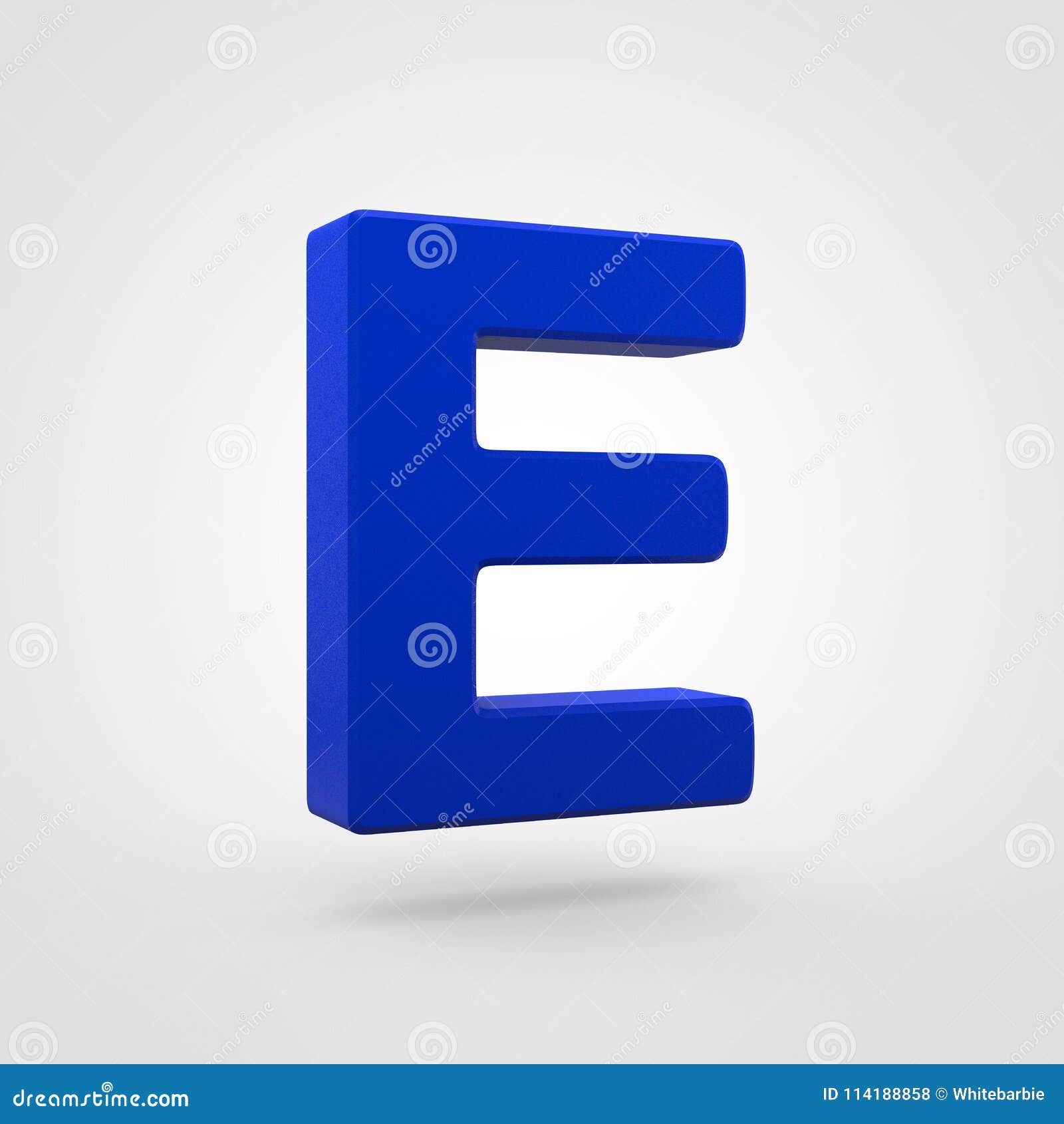 Plastic Blue Letter E Uppercase Isolated on White Background. Stock ...