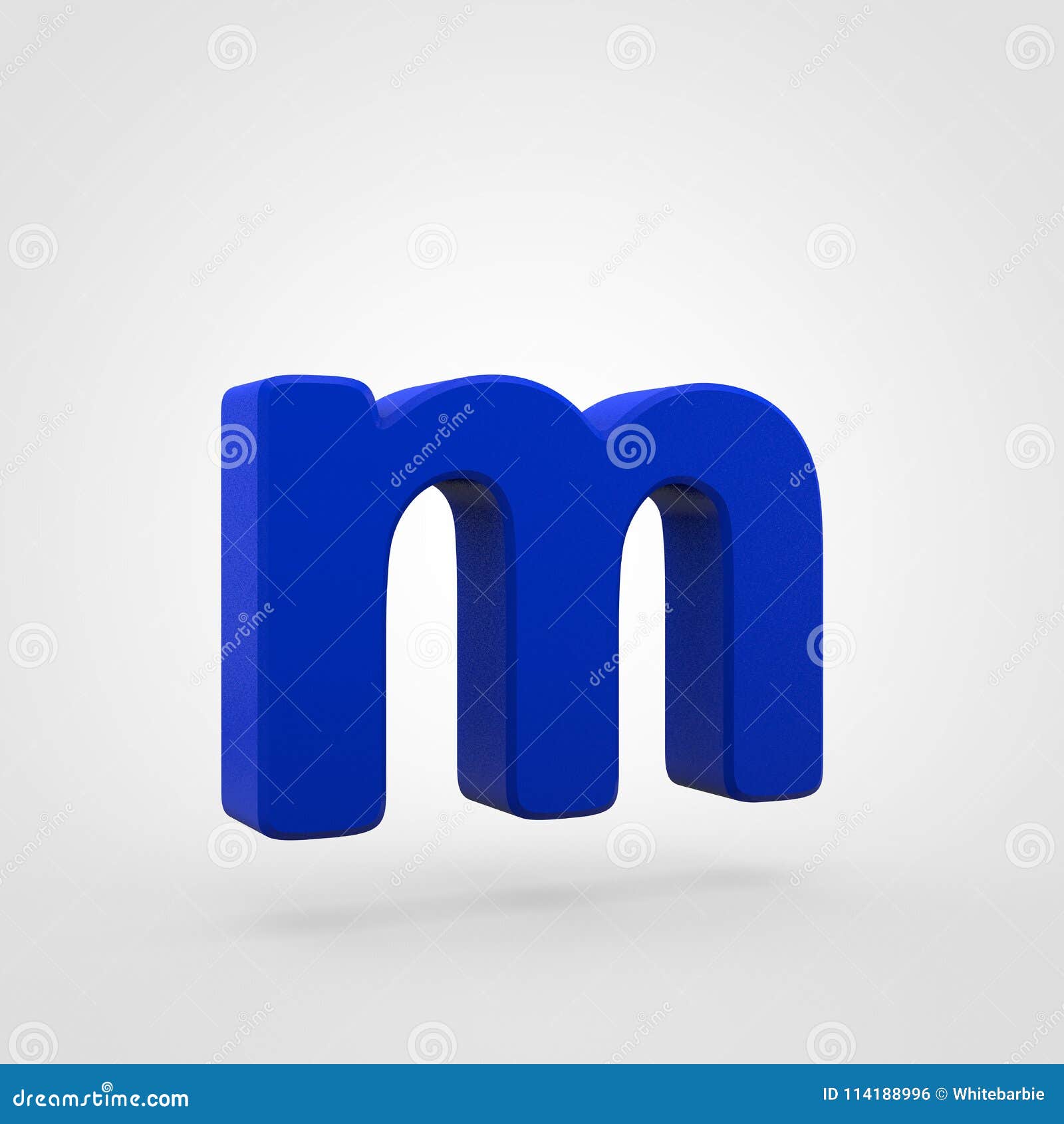 Plastic Blue Letter M Lowercase Isolated on White Background. Stock ...