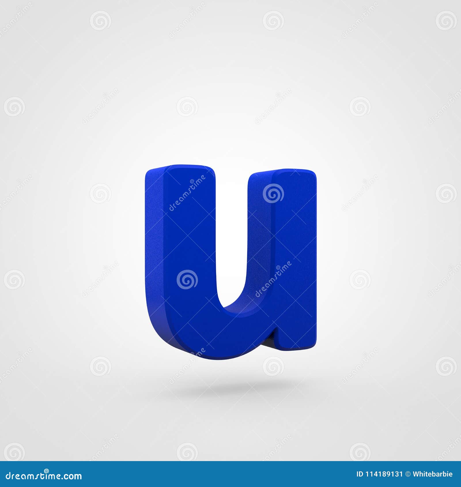 Plastic Blue Letter U Lowercase Isolated on White Background. Stock ...