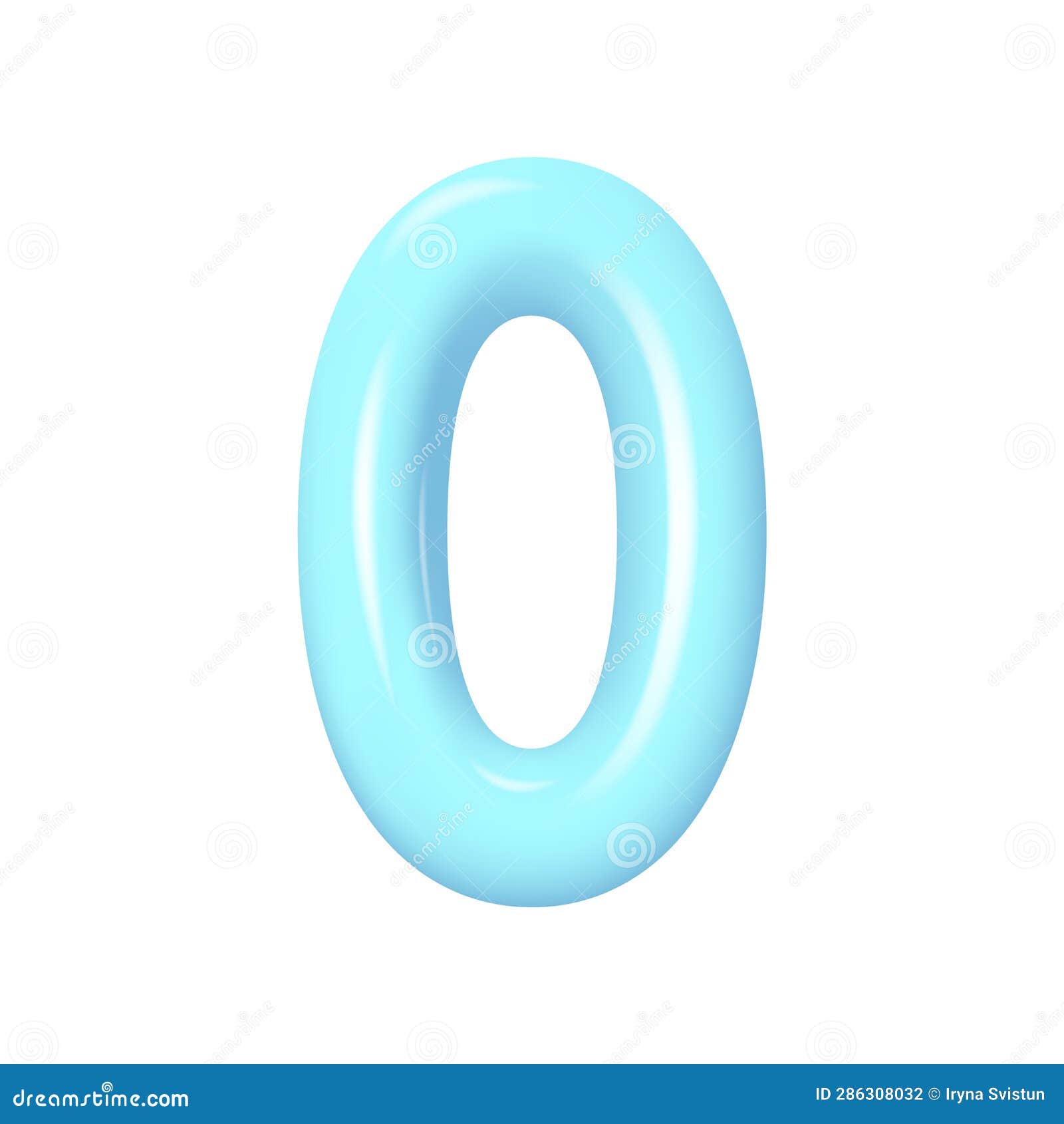 Plastic Blue Number 0. 3d Realistic Volumetric Number 0 with Highlights ...