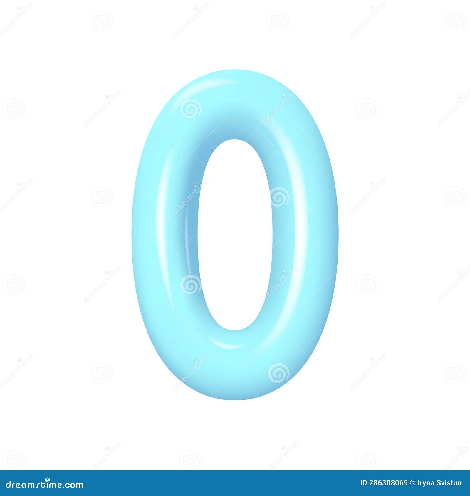 Plastic Blue Number 0. 3d Realistic Volumetric Number 0 with Highlights ...