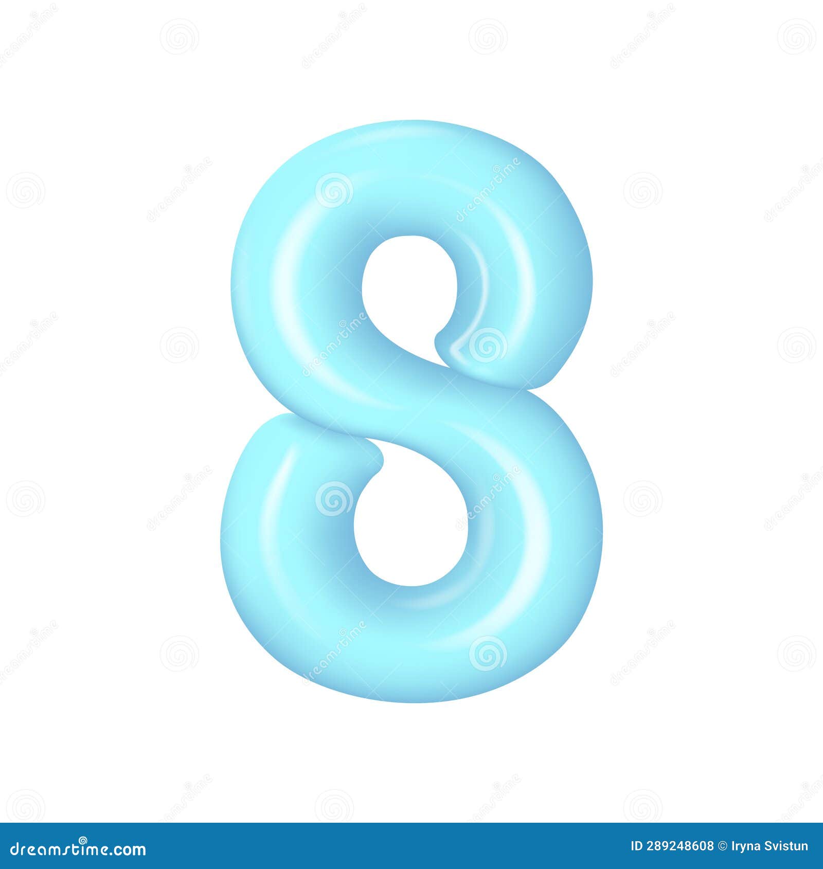 Plastic Blue Number 8. 3d Realistic Volumetric Number 0 with Highlights ...