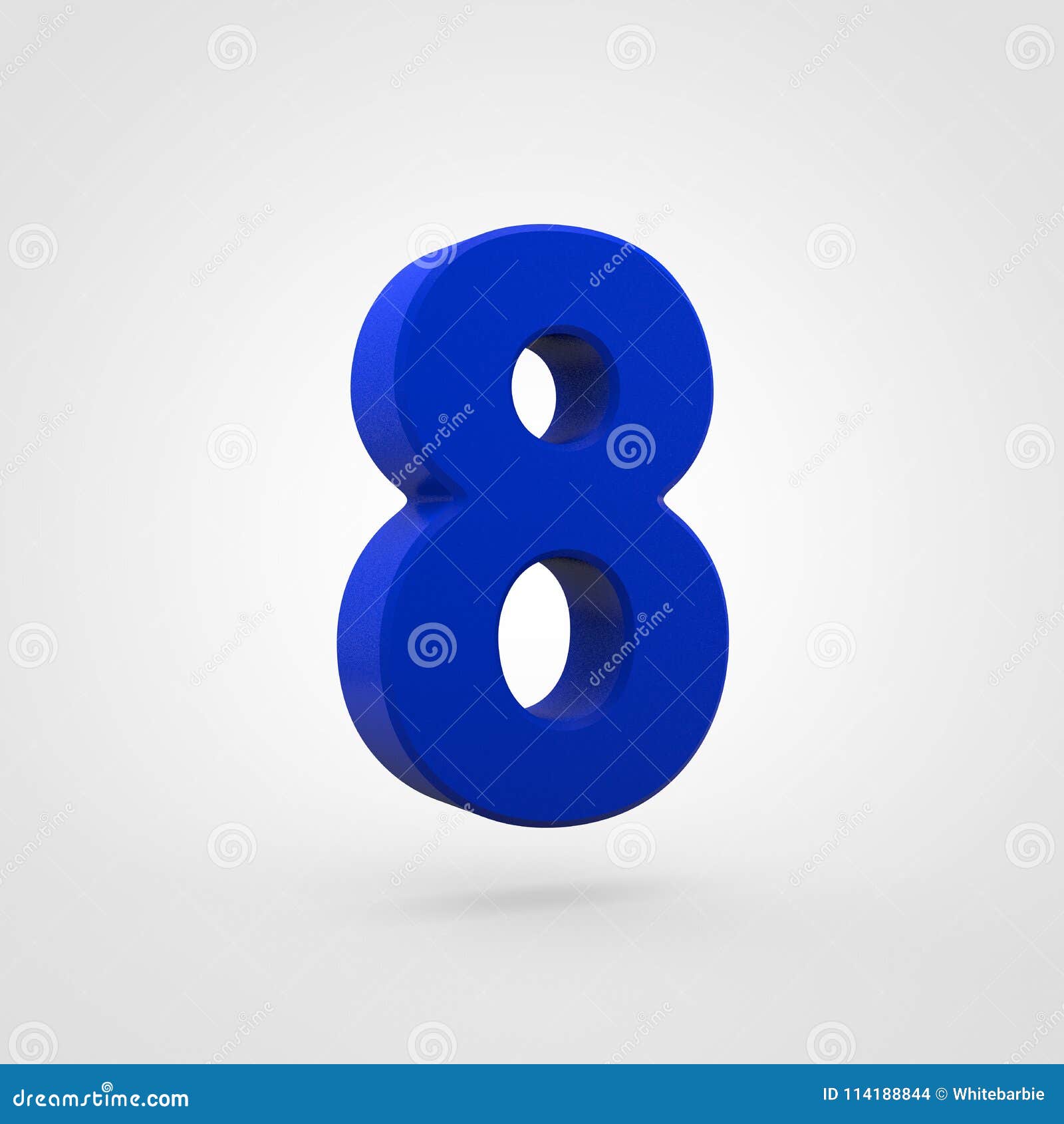 Plastic Blue Number 8 Isolated on White Background. Stock Illustration ...