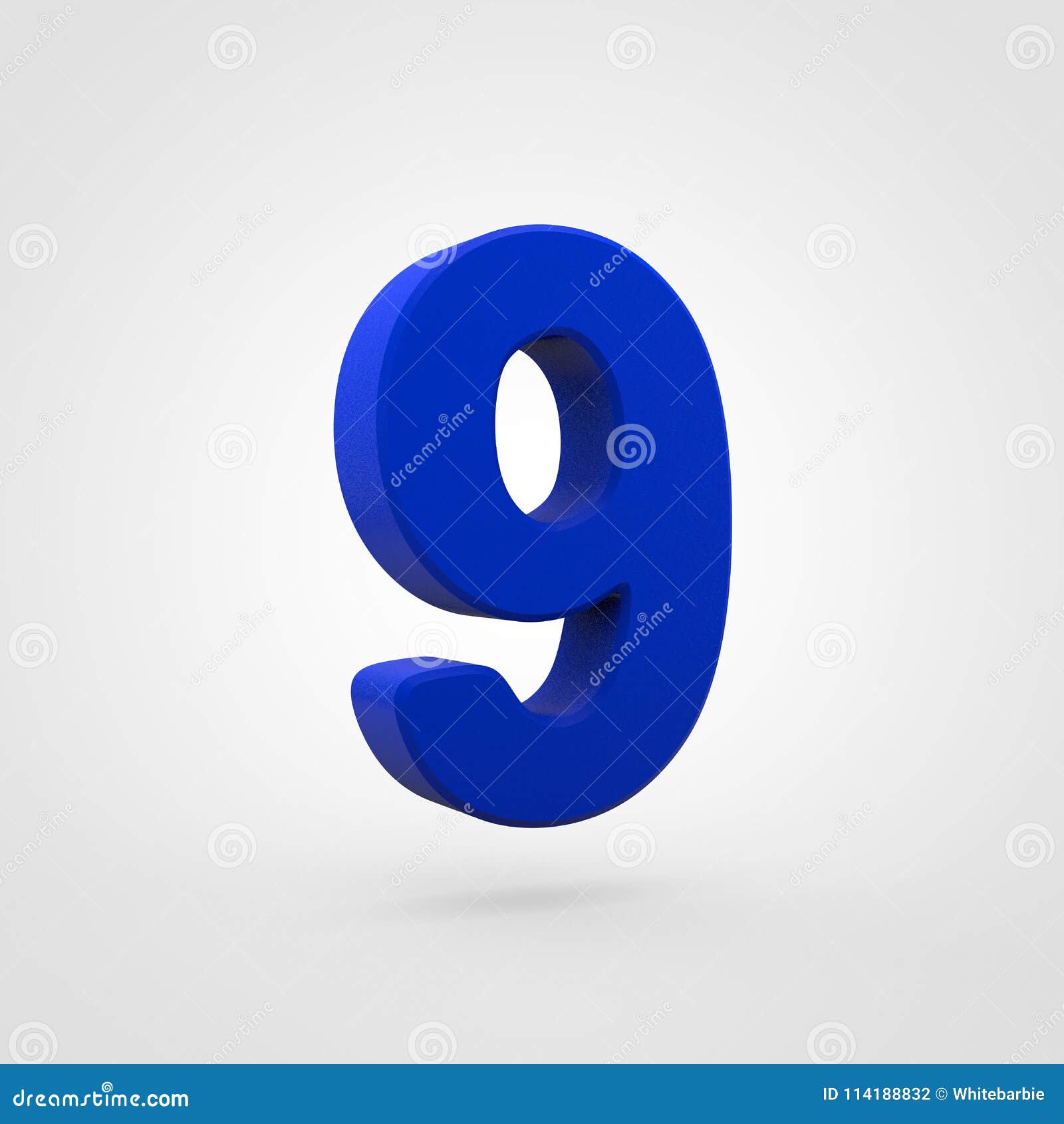 Plastic Blue Number 9 Isolated on White Background. Stock Illustration ...