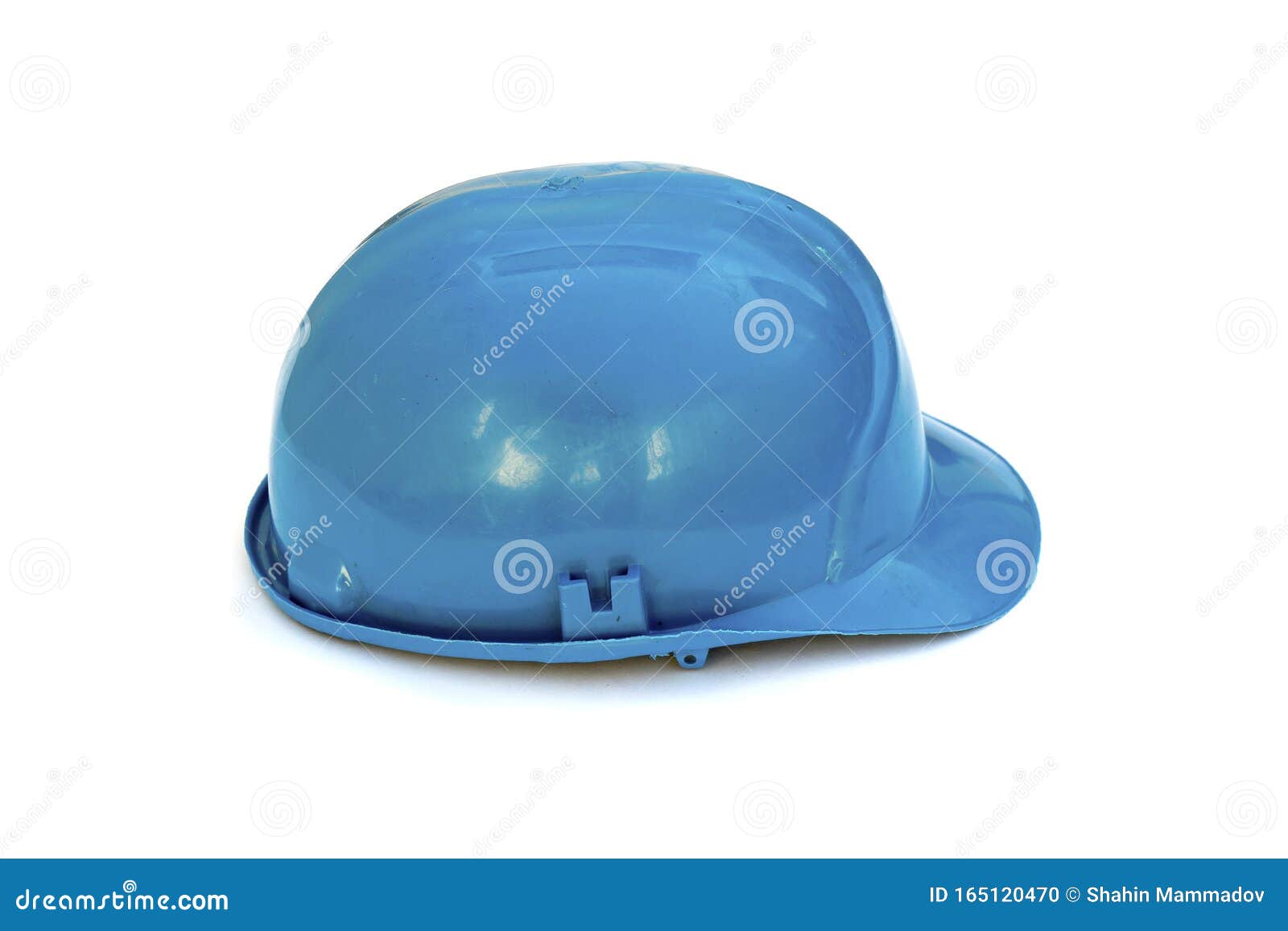 Plastic Blue Safety Helmet Over White Background Stock Photo - Image of ...