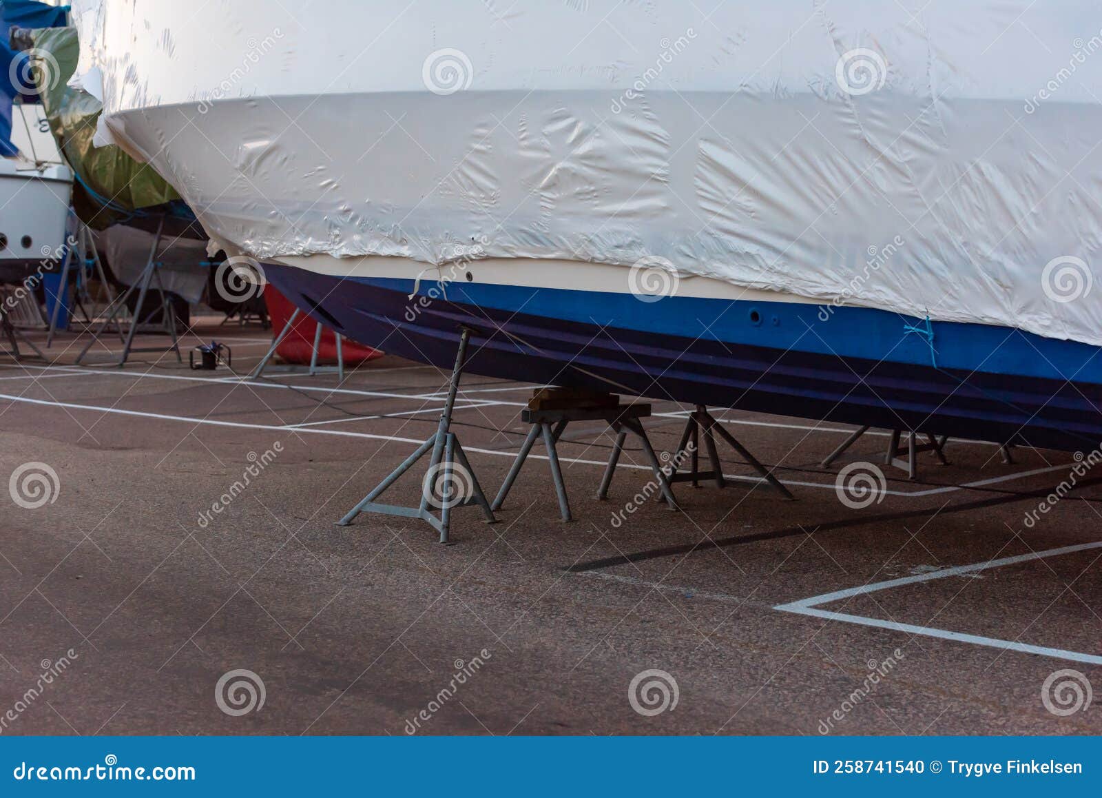 Plastic Boat with Blue Hull Paint.. Stock Photo - Image of vessel ...