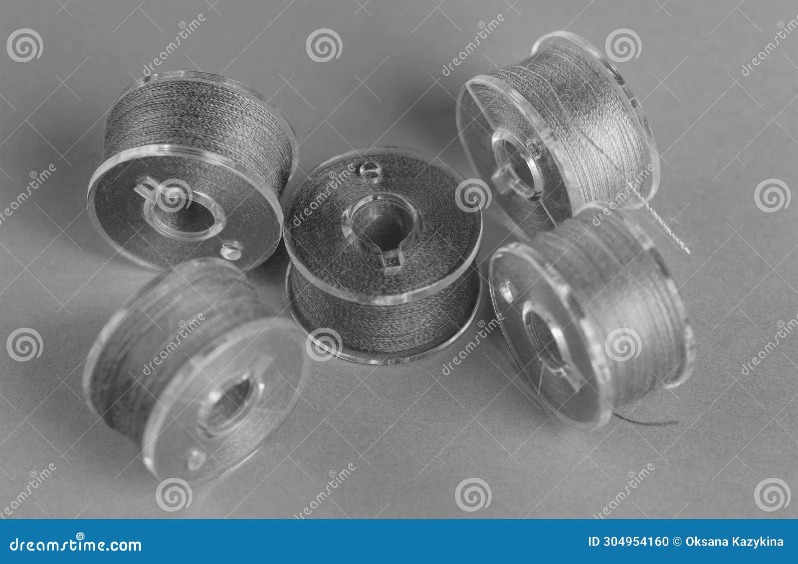 Plastic Bobbins for Sewing Machine Black and White Stock Photo - Image ...