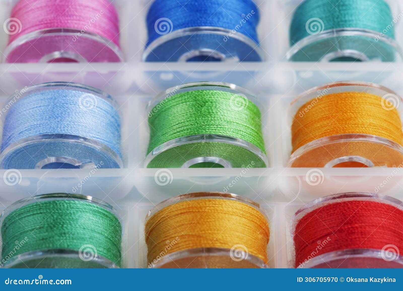 Plastic Bobbins for a Sewing Machine with Multi-colored Threads Stock ...