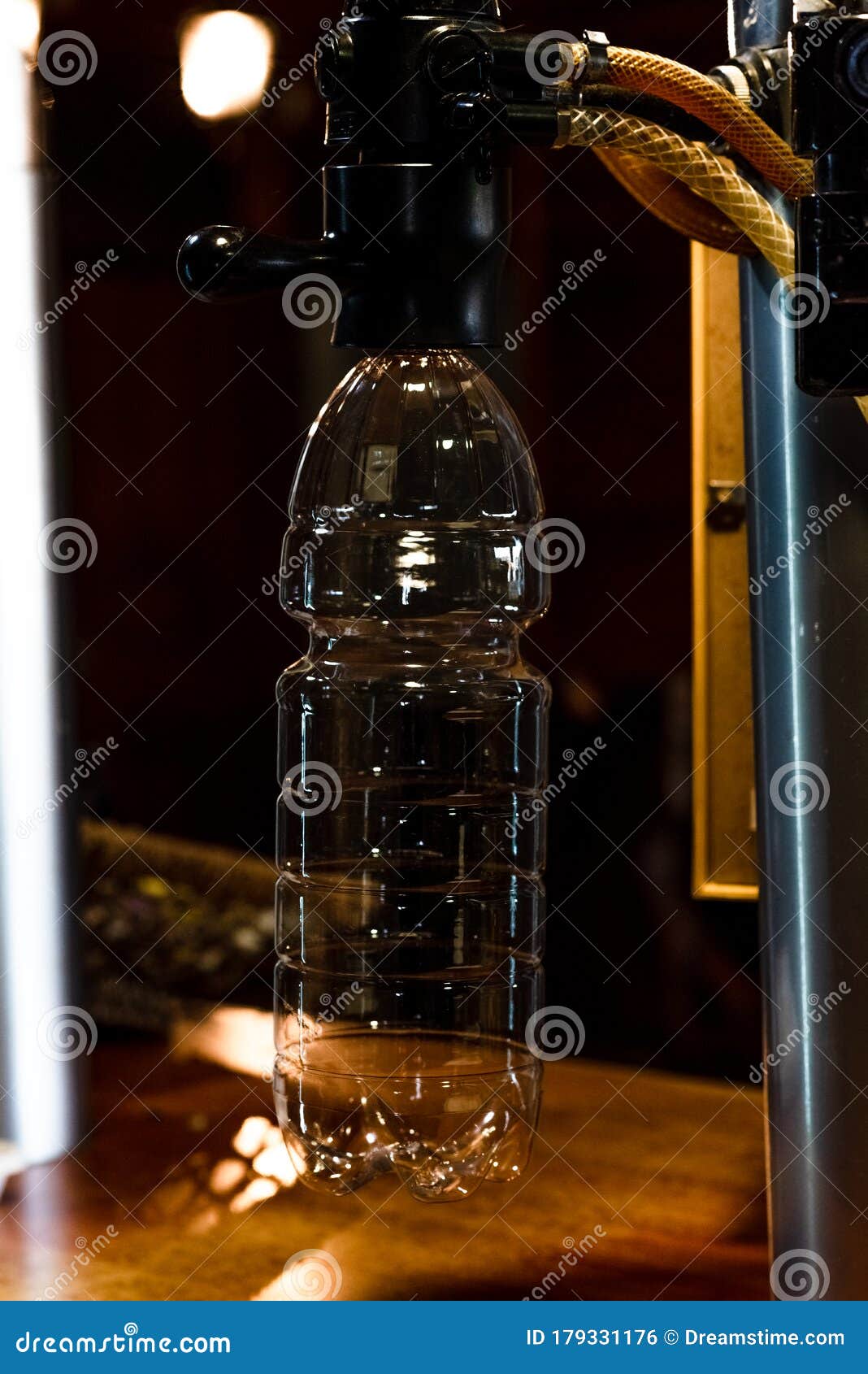 Plastic Bottle on a Beer Bottling Line in a Bar Stock Photo - Image of ...