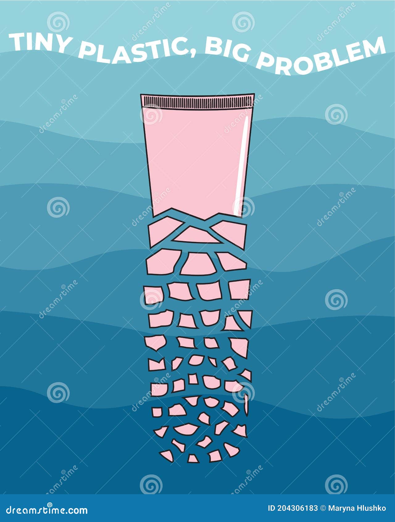 Of Microplastics In The Water Vector Banner. | CartoonDealer.com #149397428