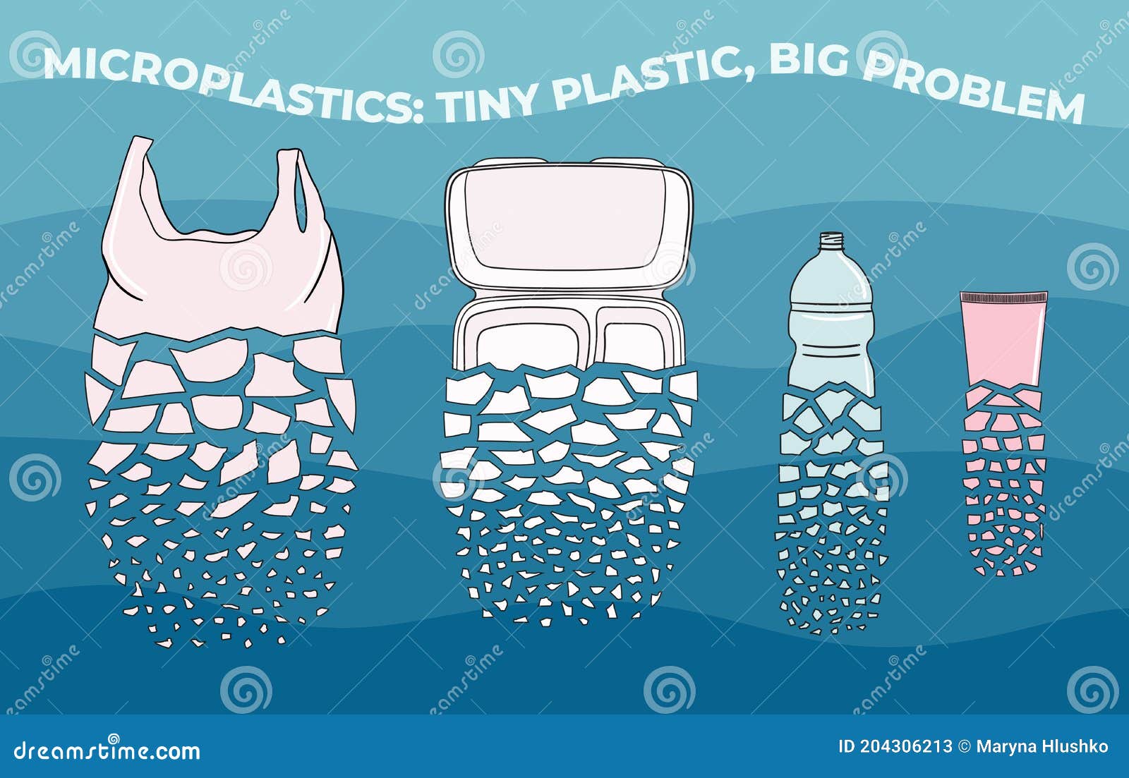 The Plastic Bottle Breaks Up into Small Pieces Stock Vector ...