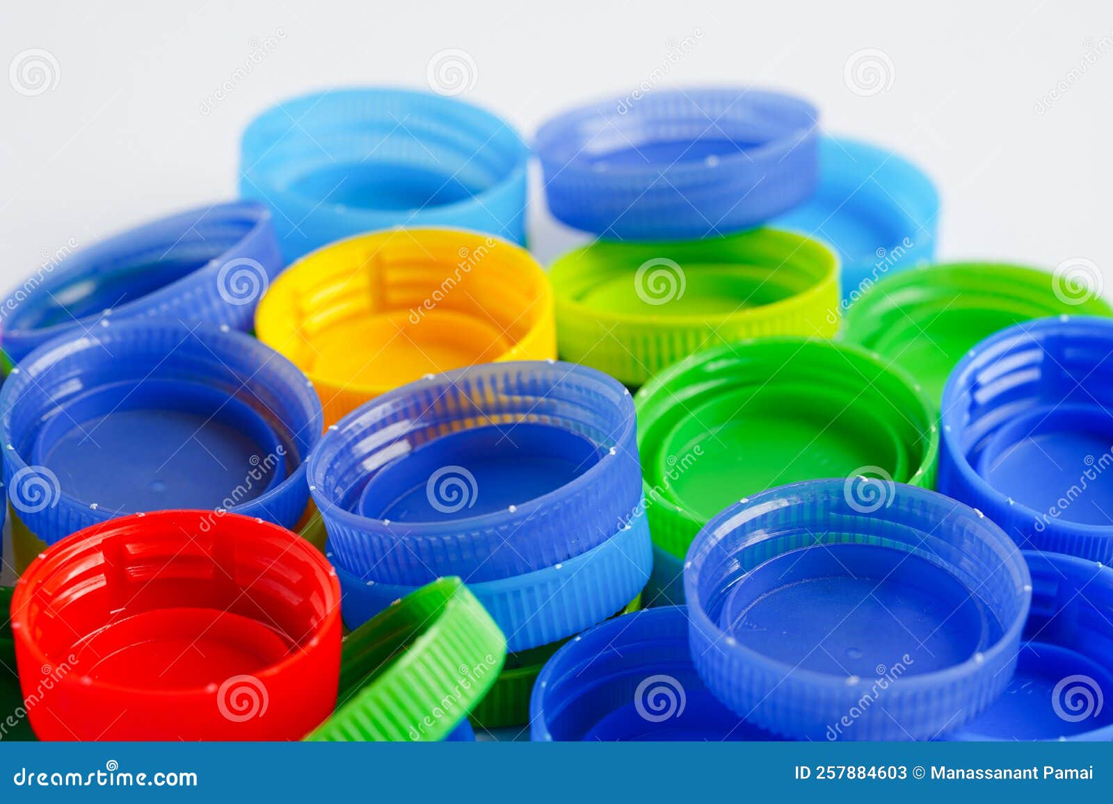Plastic Bottle Caps Colorful for Recycle on White Background Stock ...