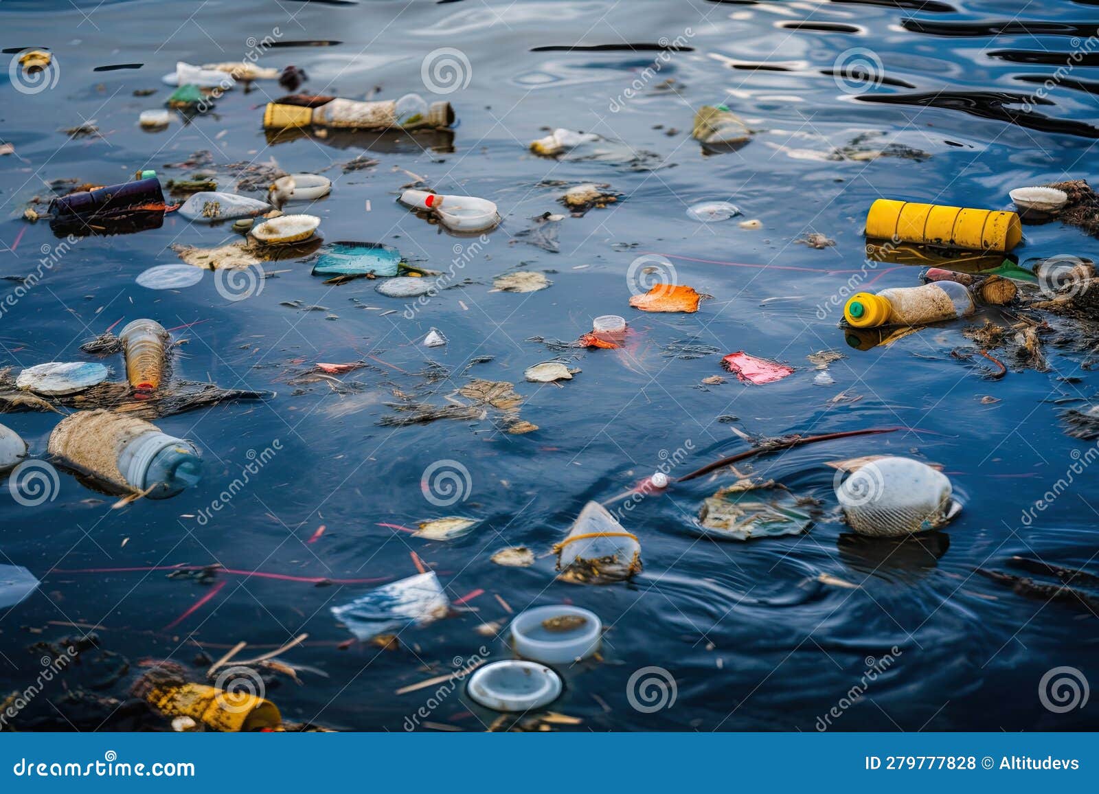Plastic Bottle Caps and Other Plastic Waste Floating on the Surface of ...
