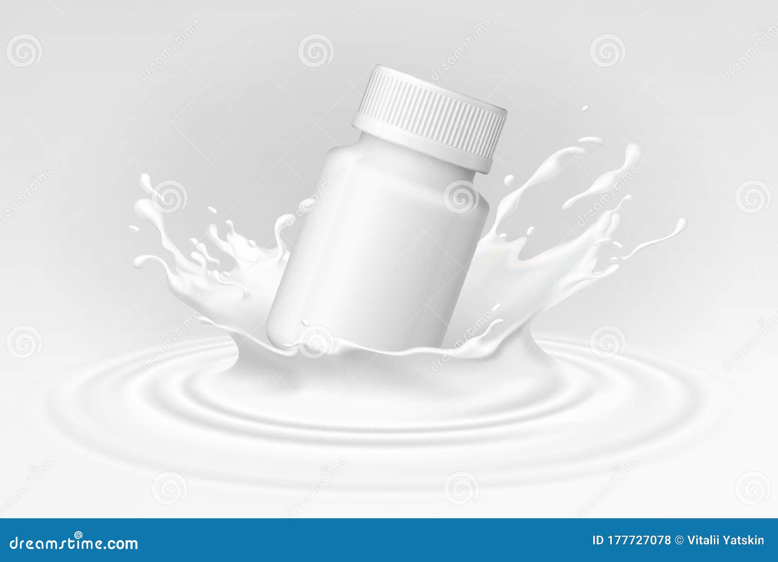 A Plastic Bottle Falling Into Liquid White Paint Causes A Splash. The ...