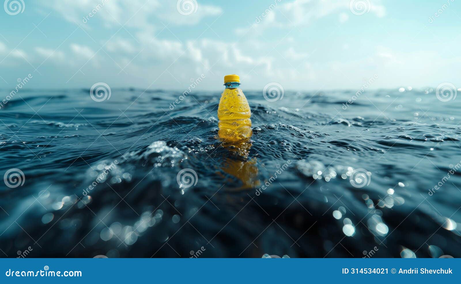 Plastic Bottle Floating in the Ocean, Environmental Pollution Stock ...