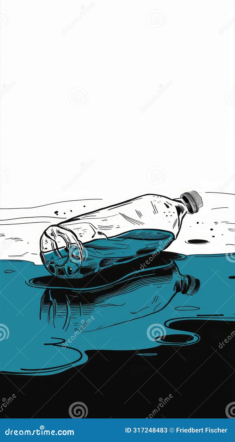 Plastic Bottle Floating in Ocean Waters - Environmental Pollution ...