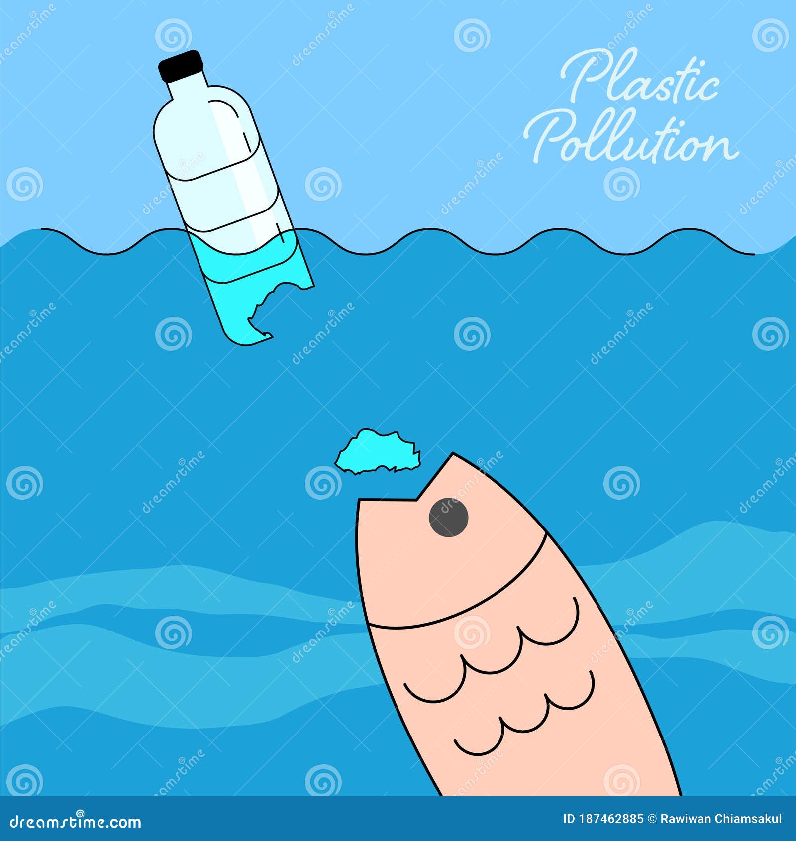 Plastic Pollution Problem stock vector. Illustration of damage - 187462885