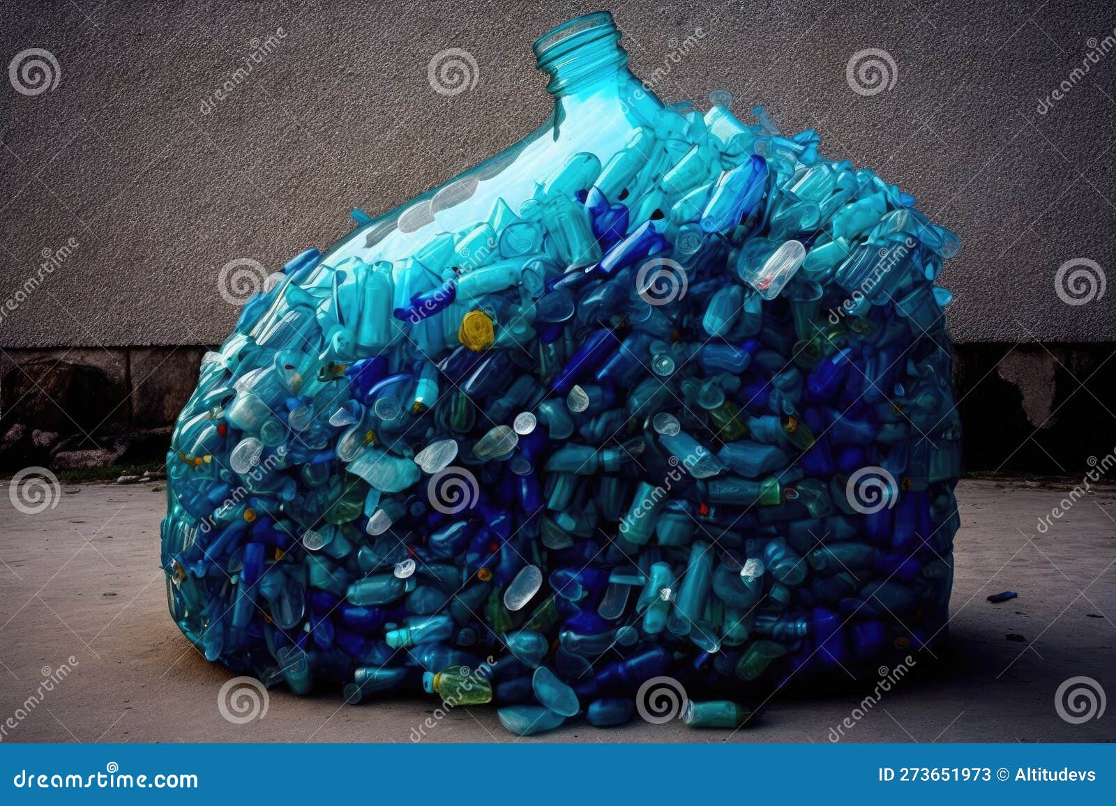 Plastic Bottle Garbage Bin Overflowing with Discarded Plastic Bottles ...