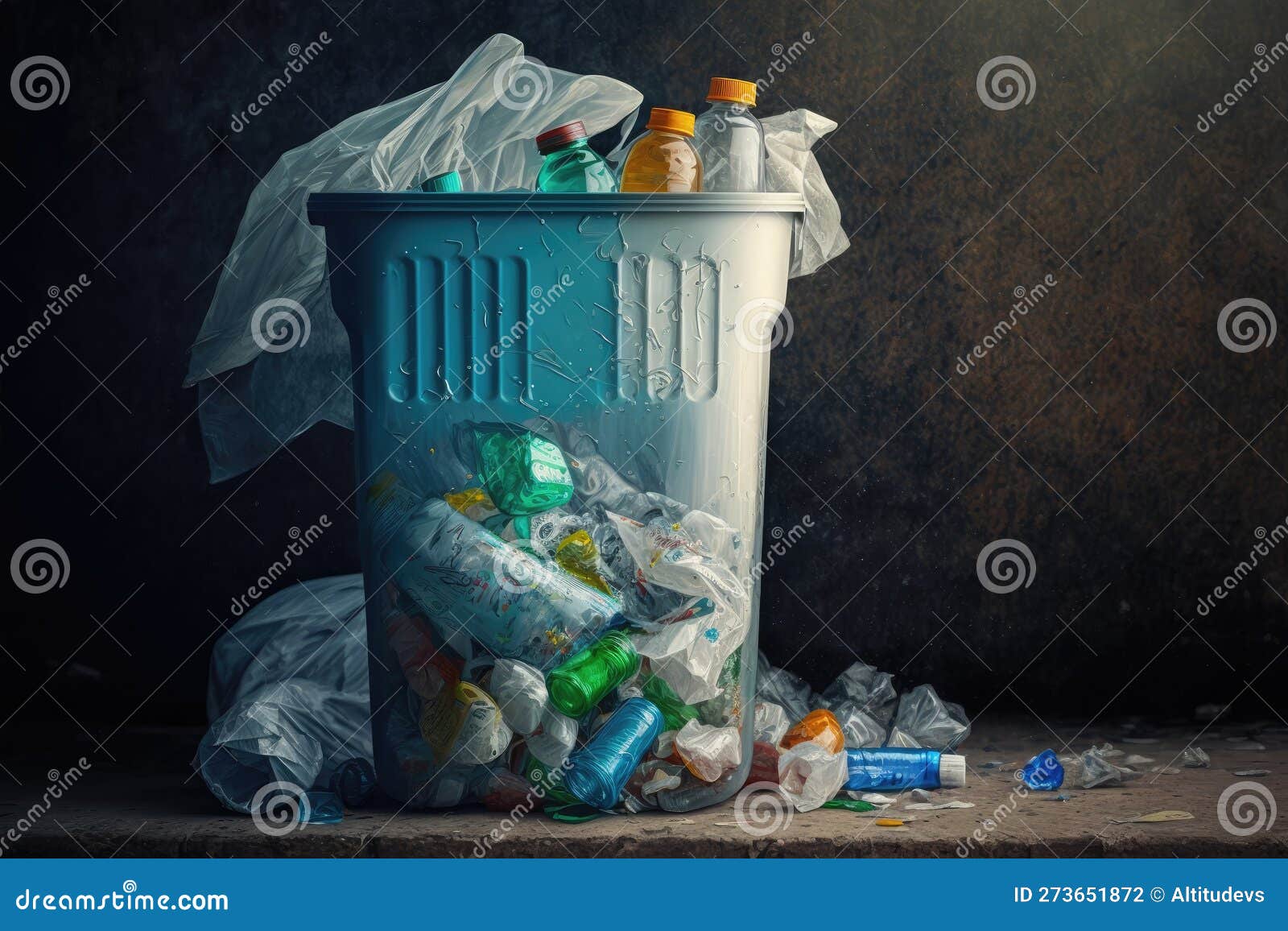 Plastic Bottle Garbage Bin Overflowing with Empty Plastic Bottles and ...