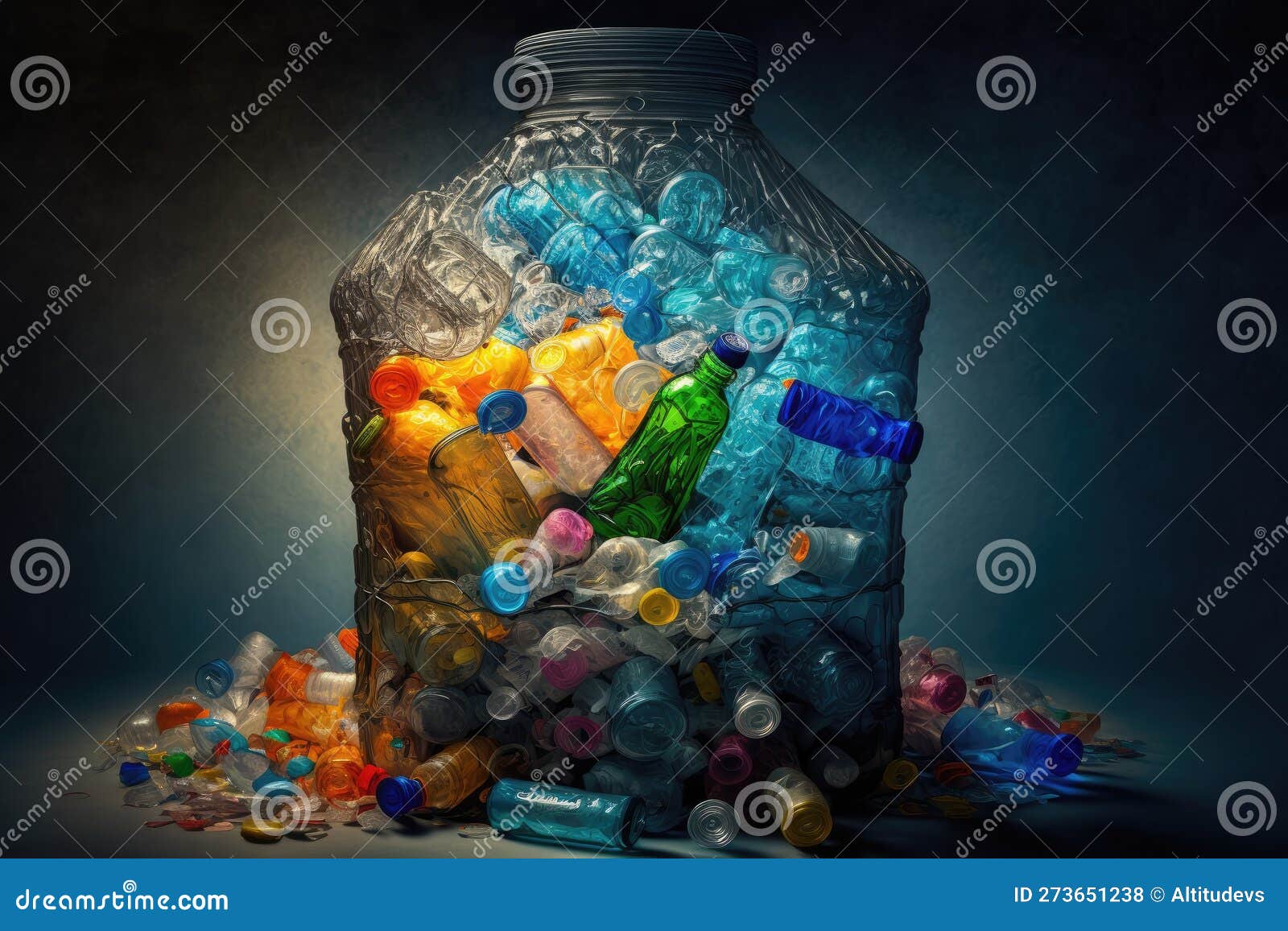 Plastic Bottle Garbage Bin Overflowing with Plastic Bottles Stock ...