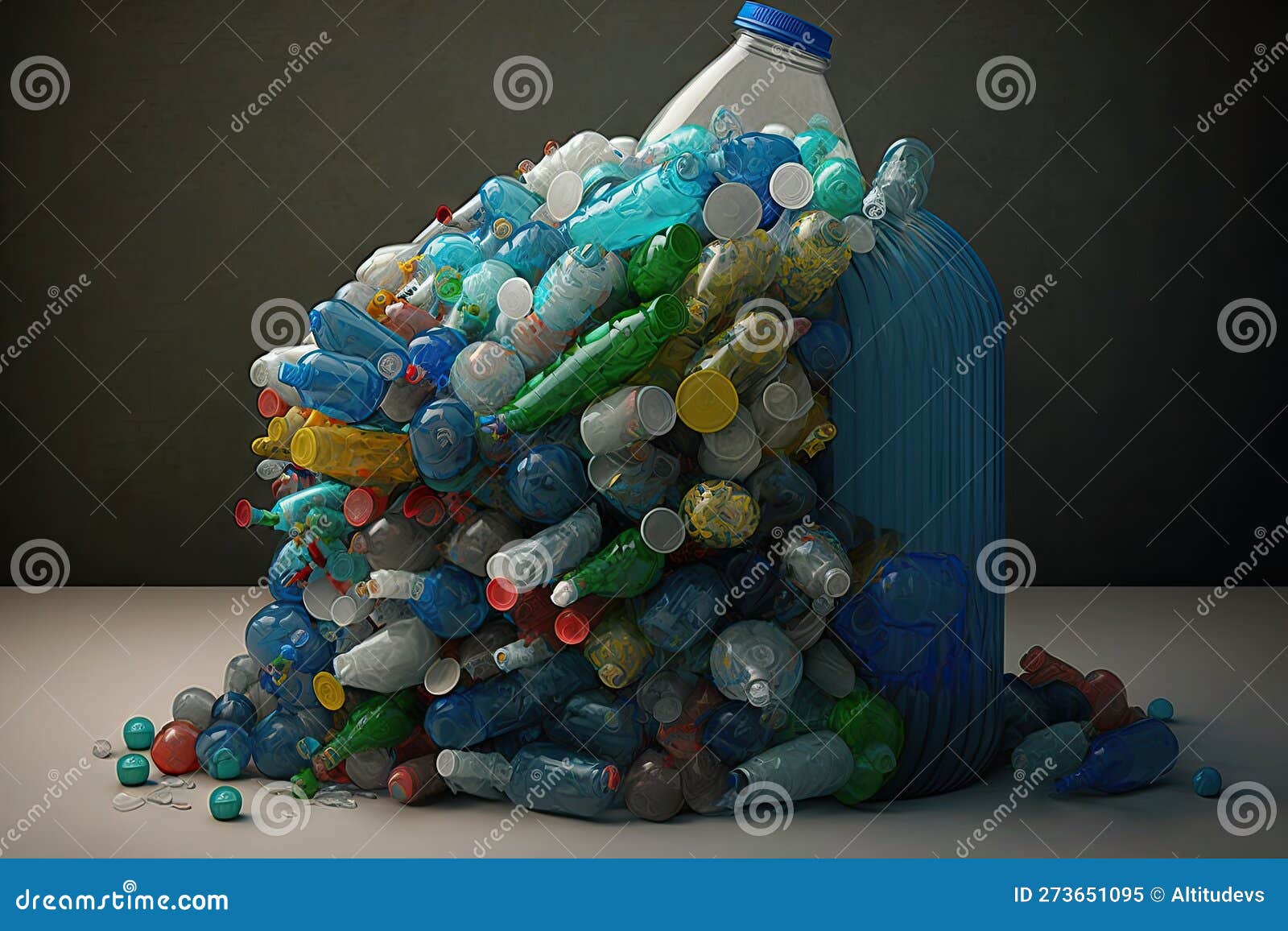 Plastic Bottle Garbage Bin Overflowing with Plastic Bottles Stock ...
