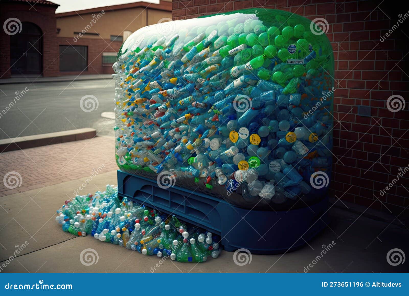 Plastic Bottle Garbage Bin Overflowing with Plastic Bottles Stock ...